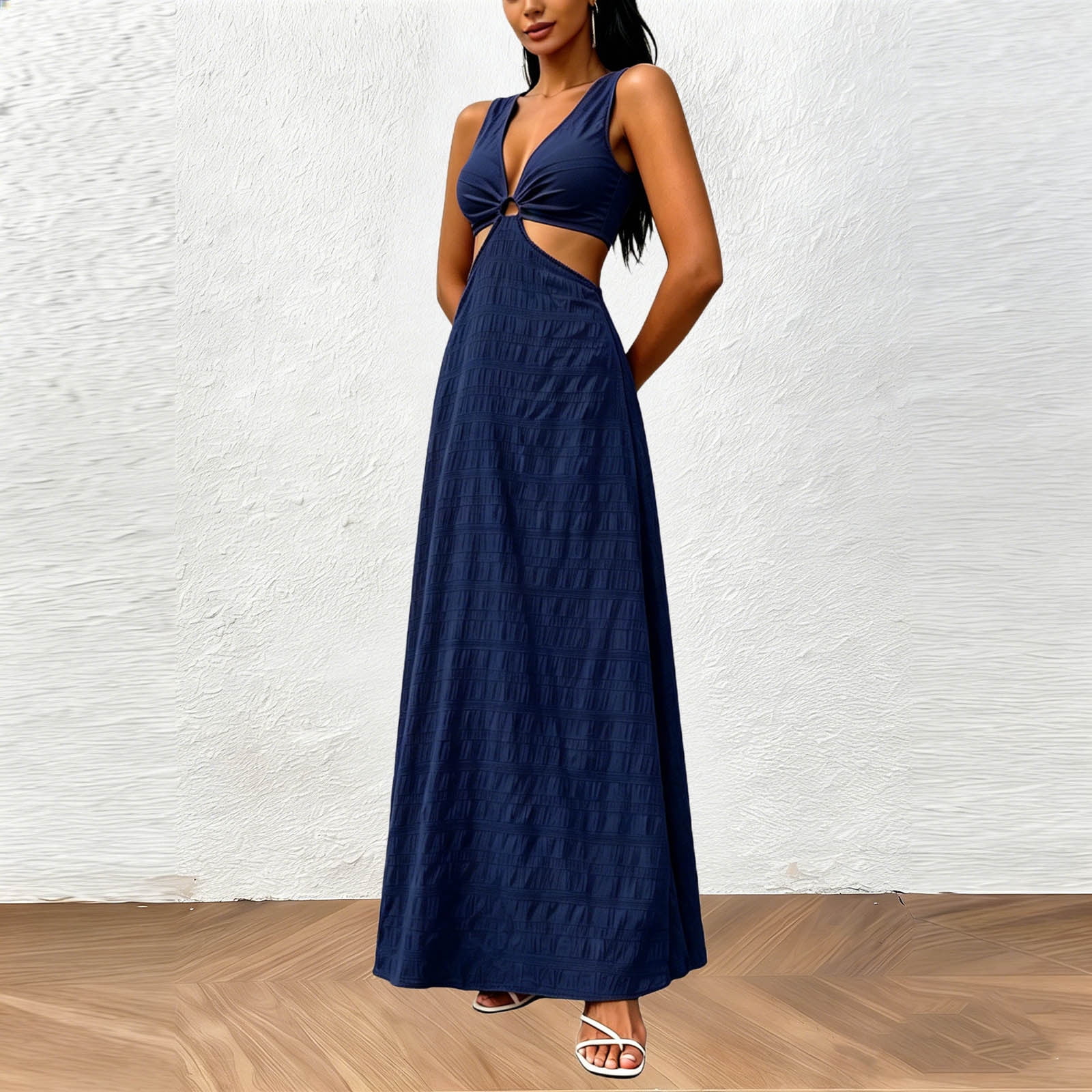 SOOMLON Backless Dresses for Women Sleeveless Cutout Maxi Dress Fancy ...