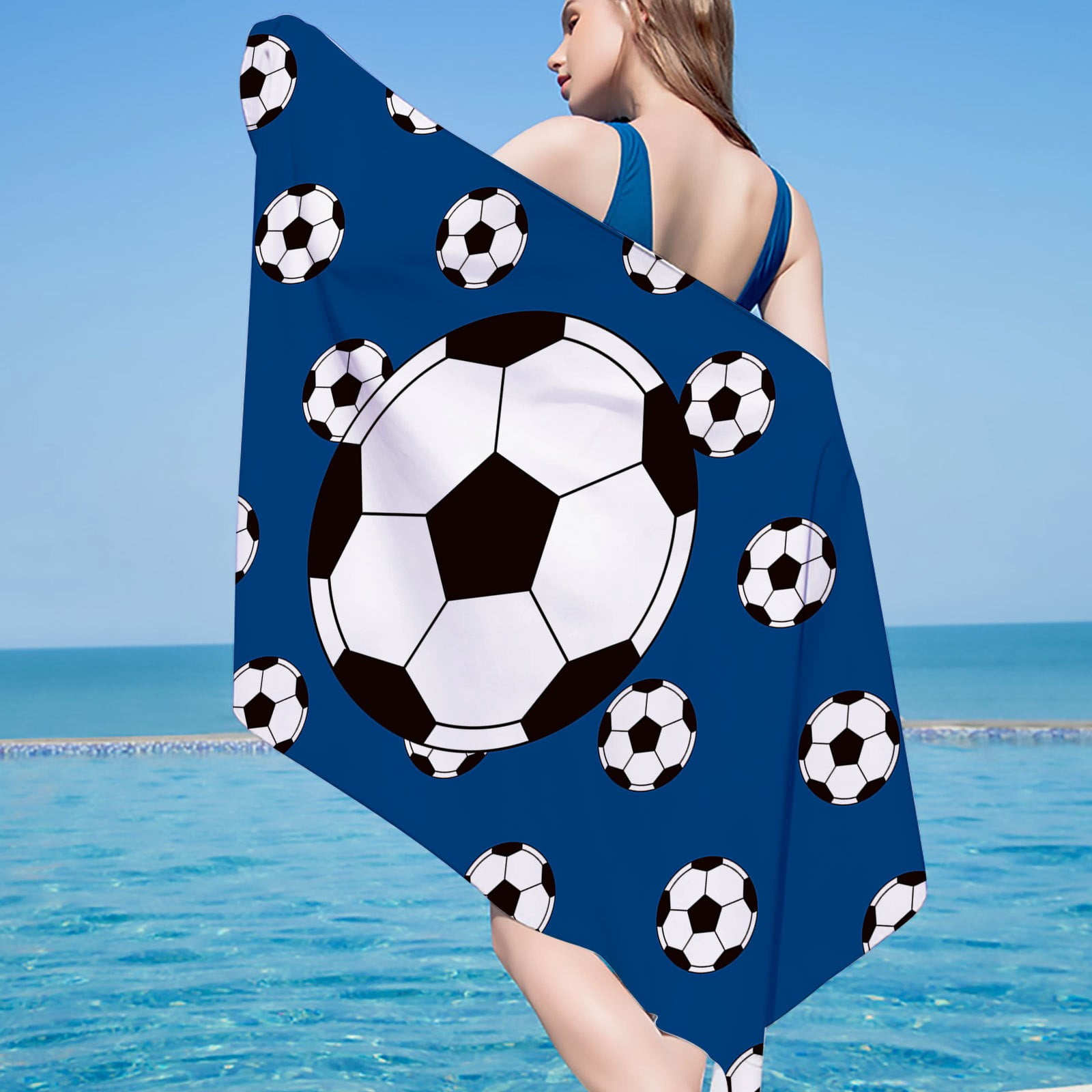 SOOMLON Beach Towels Soccer Ball Beach Towel Fast Drying Turkish Beach ...