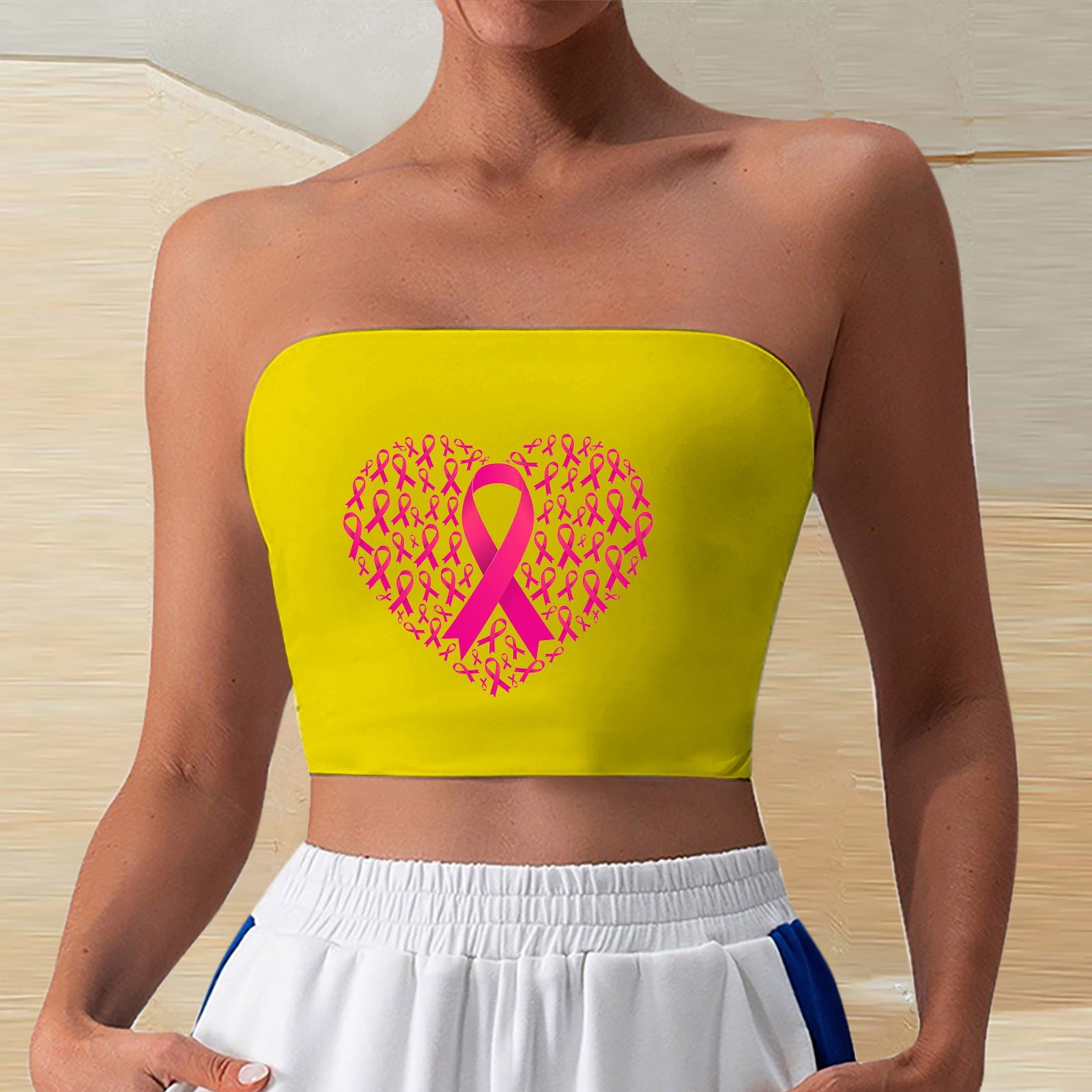 SOOMLON Breast Cancer Tube Tops Bandeau Shirts Women Plus Size ...