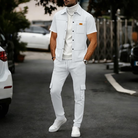 SOOMLON Business Casual Outfits for Men Waffle Collared Cardigan ...