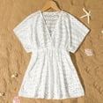 SOOMLON Cover up Girl Swim Short Sleeve Drawstring Mini Dress Sheer UV ...