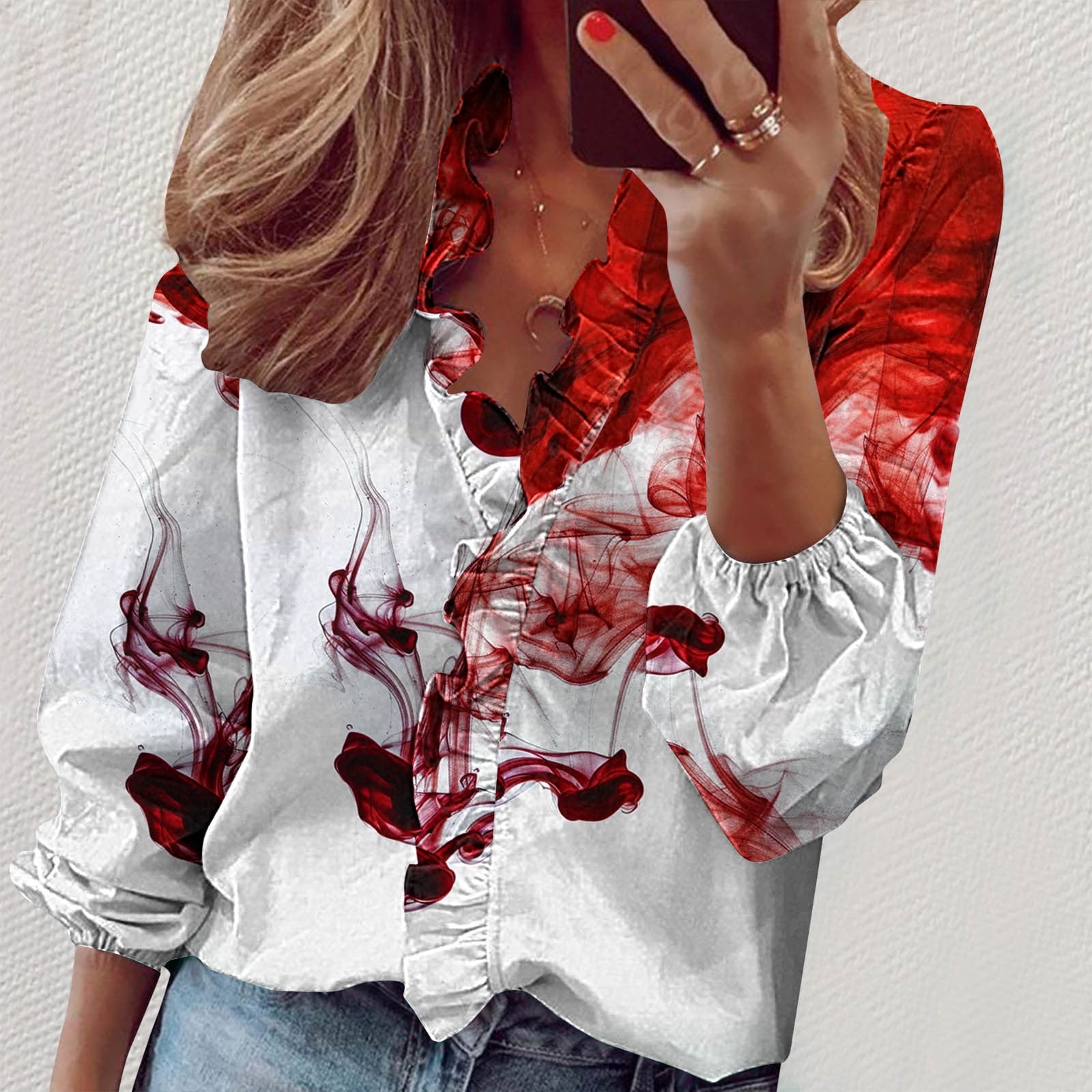 SOOMLON Halloween Button up Shirts for Women Funny Plus Size Long ...