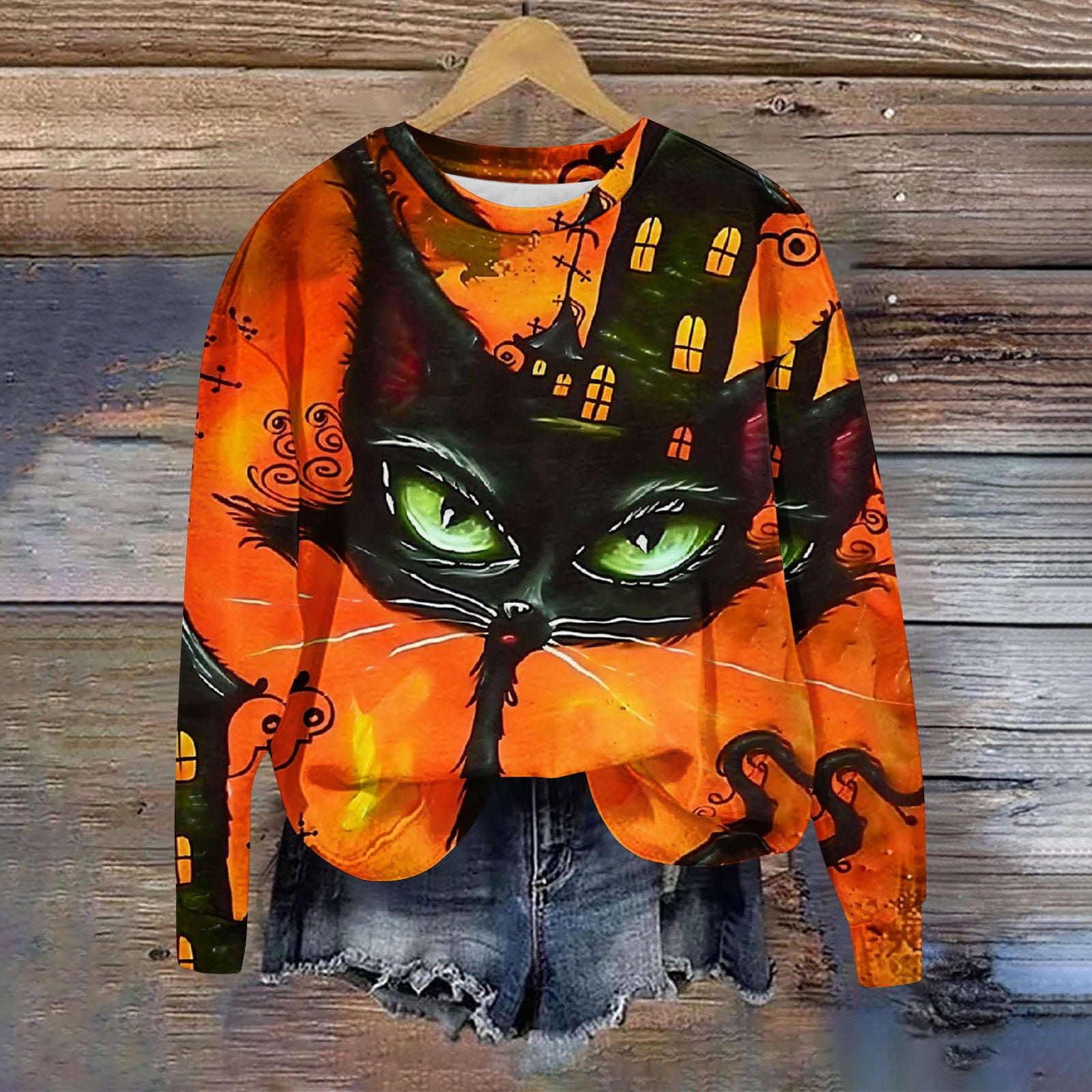 SOOMLON Halloween Shirts for Women Funny Long Sleeve Pumpkin Themed ...