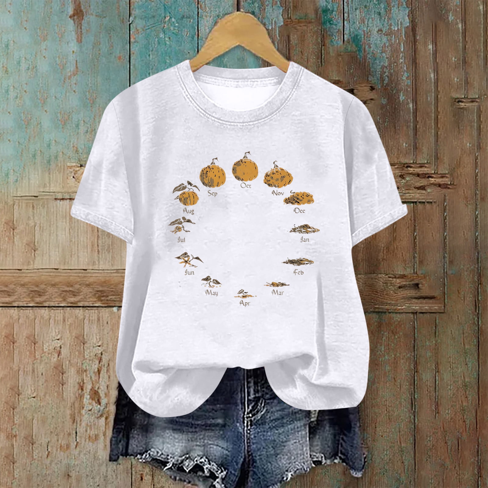 SOOMLON Halloween Shirts for Women Funny Plus Size Short Sleeve Pumpkin Themed Clothing Crewneck ...