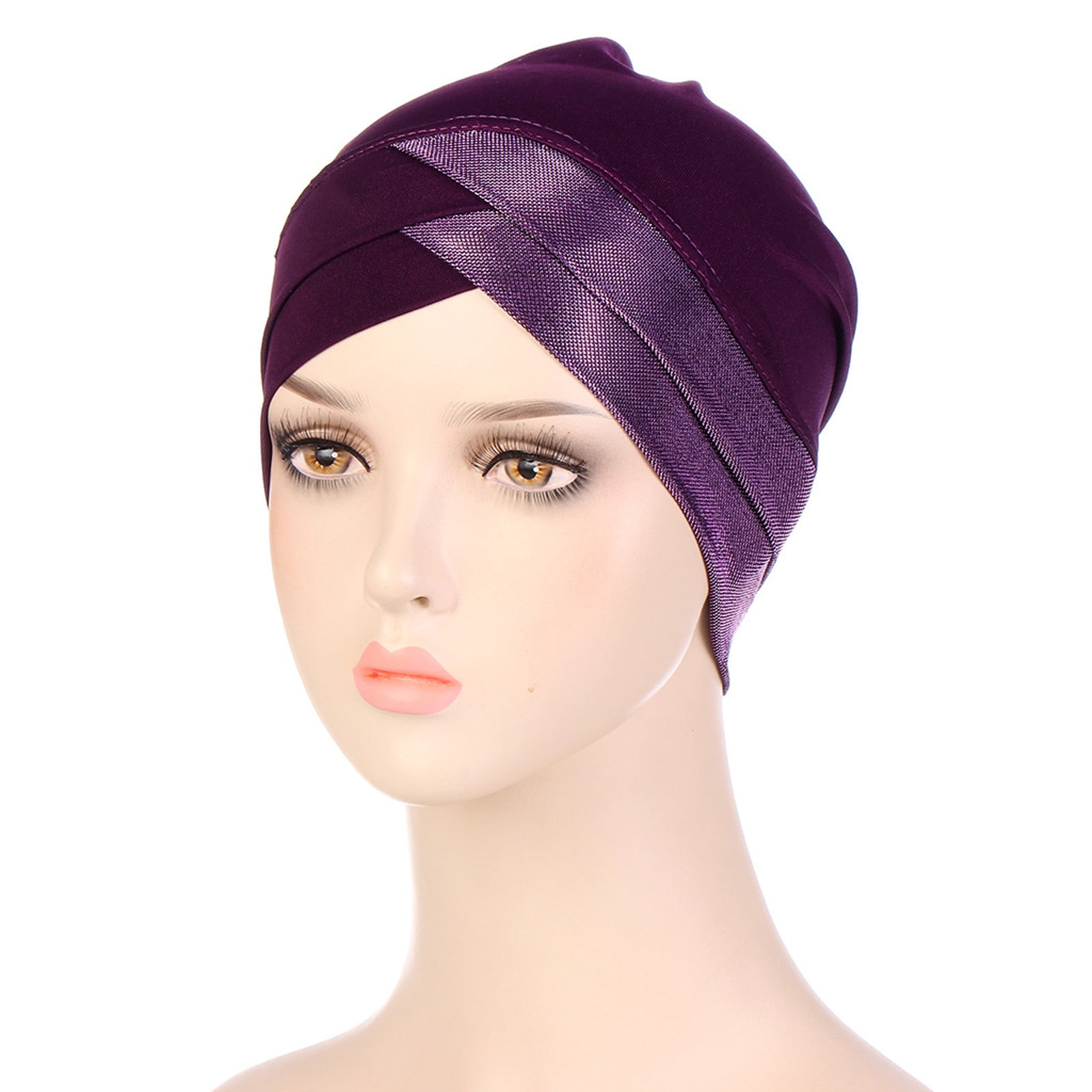 SOOMLON Headwrap for Women Patchwork Ruffle Hat Headwear Head Wraps ...