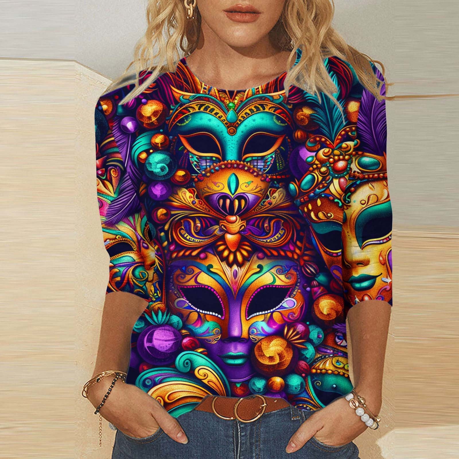 SOOMLON Mardi Gras Shirts Women Tuesday Shirts Carnival Themed Party 3/ ...