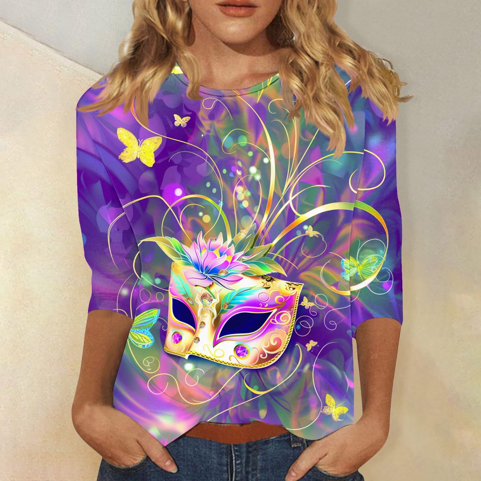 SOOMLON Mardi Gras Shirts for Women Tuesday Shirts Carnival Themed ...