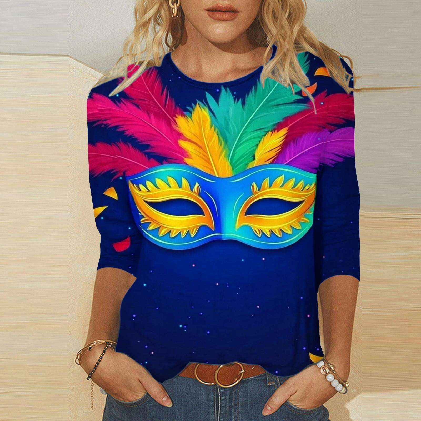 SOOMLON Mardi Gras Tee Shirts for Women Carnival Outfits Tuesday Party ...