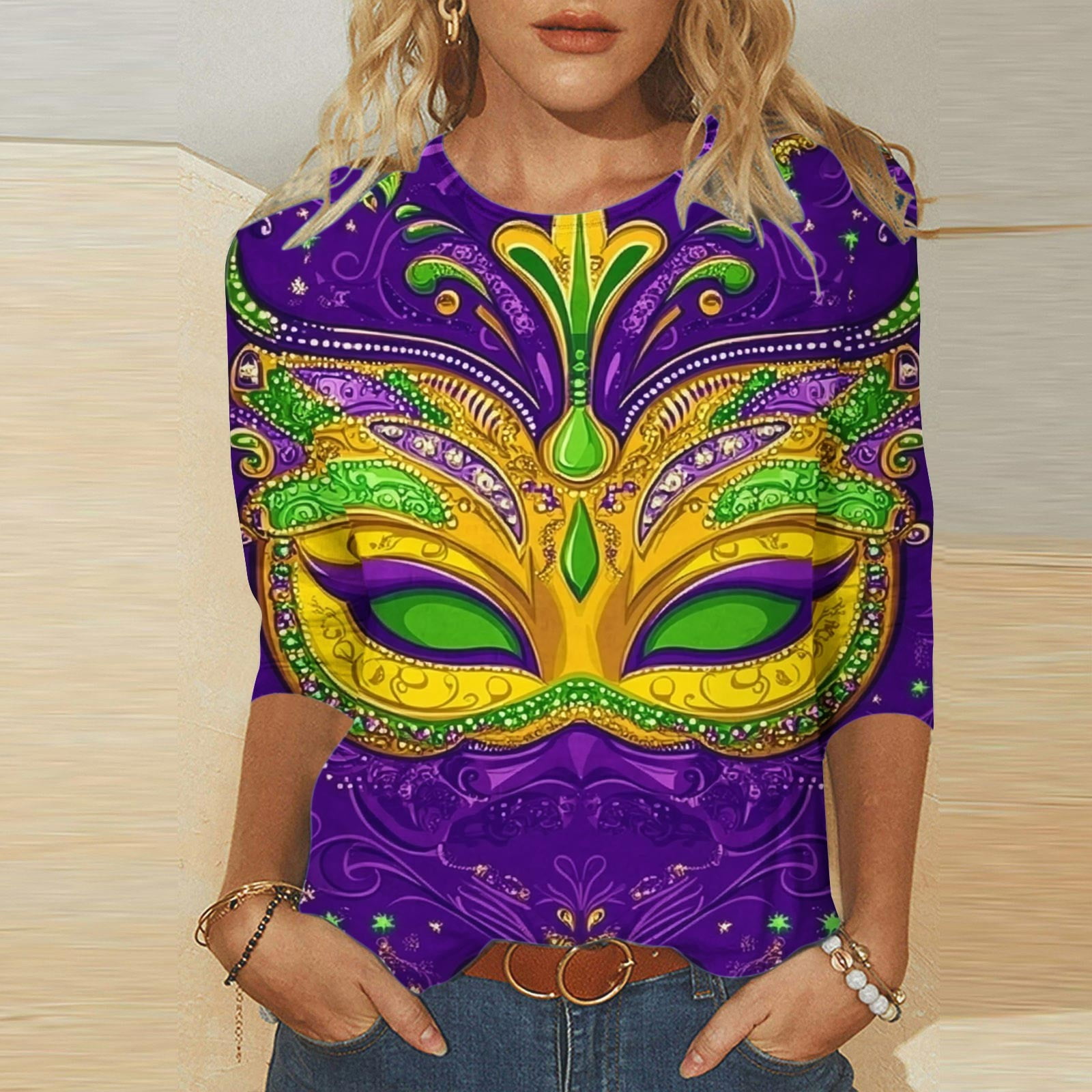 SOOMLON Mardi Gras Tops for Women Tuesday Shirts Carnival Themed Party ...