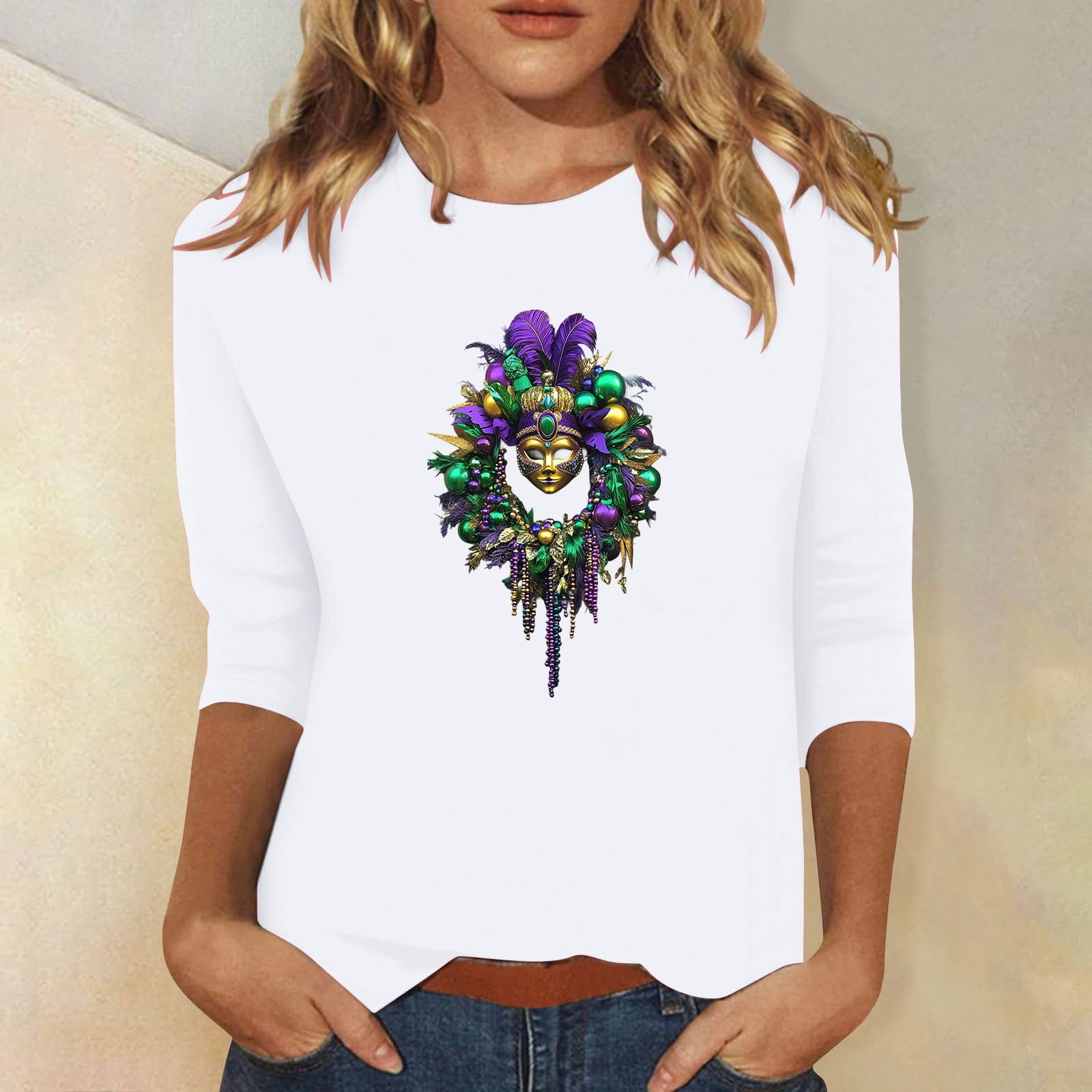 SOOMLON Mardi Gras Tops for Women Tuesday Shirts Carnival Themed Party ...