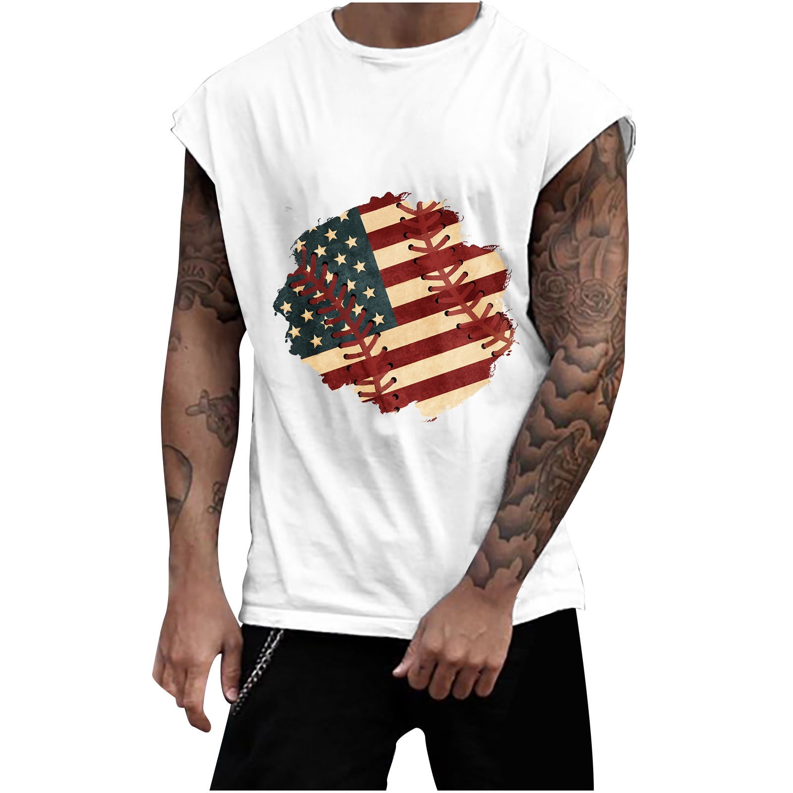 SOOMLON Men Happy 4th Of July Independence Day Patriotic American T-Shirt Print Pullover Sport ...