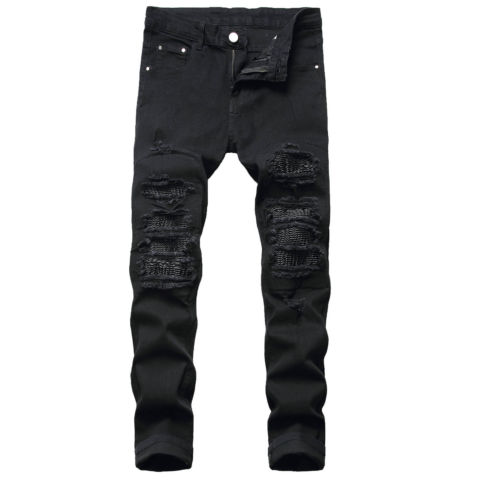 SOOMLON Men's Straight Jeans Slim Casual Fashion Street Ripped Bohemian ...