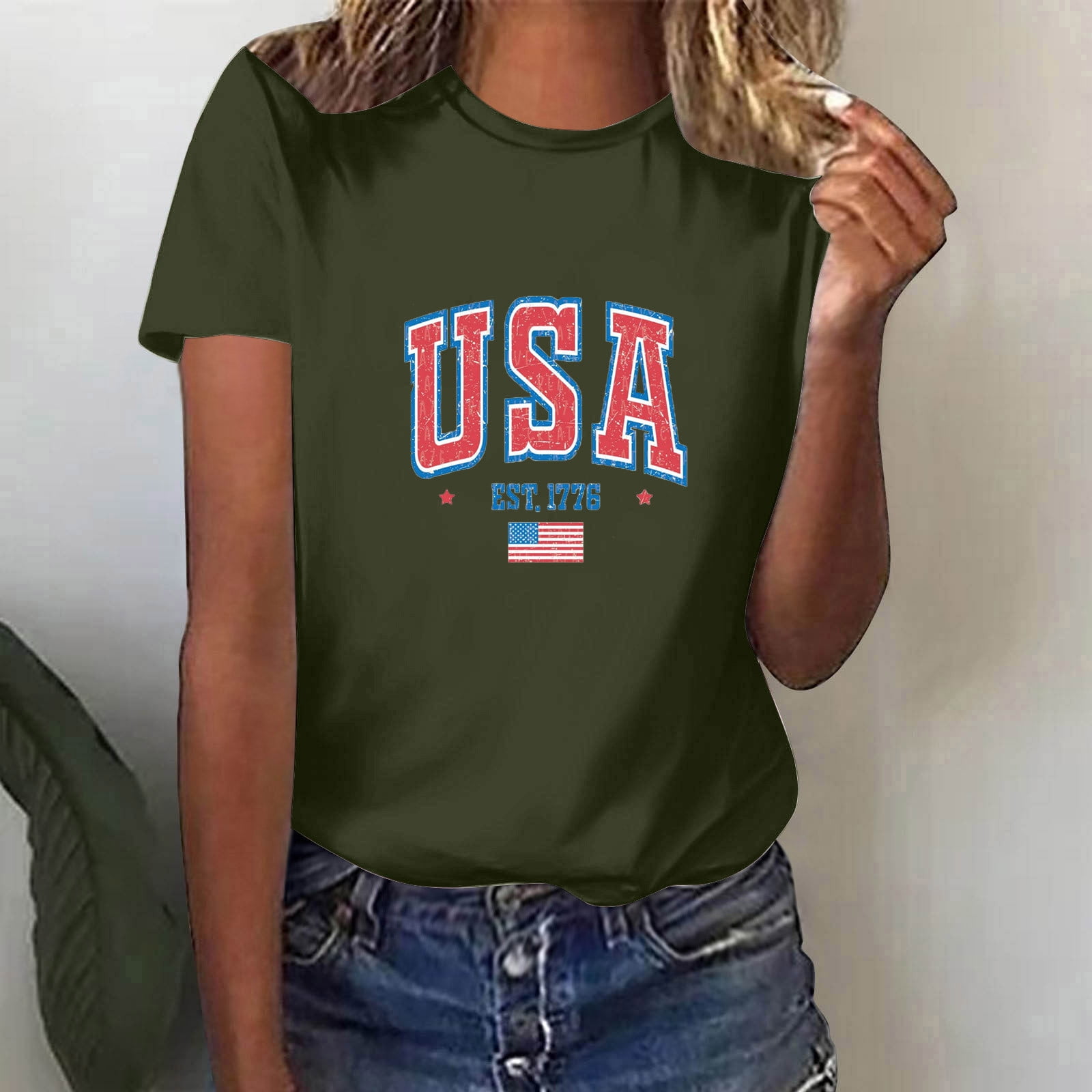 SOOMLON Plus Size Red White and Blue Tops for Women Trendy Summer ...