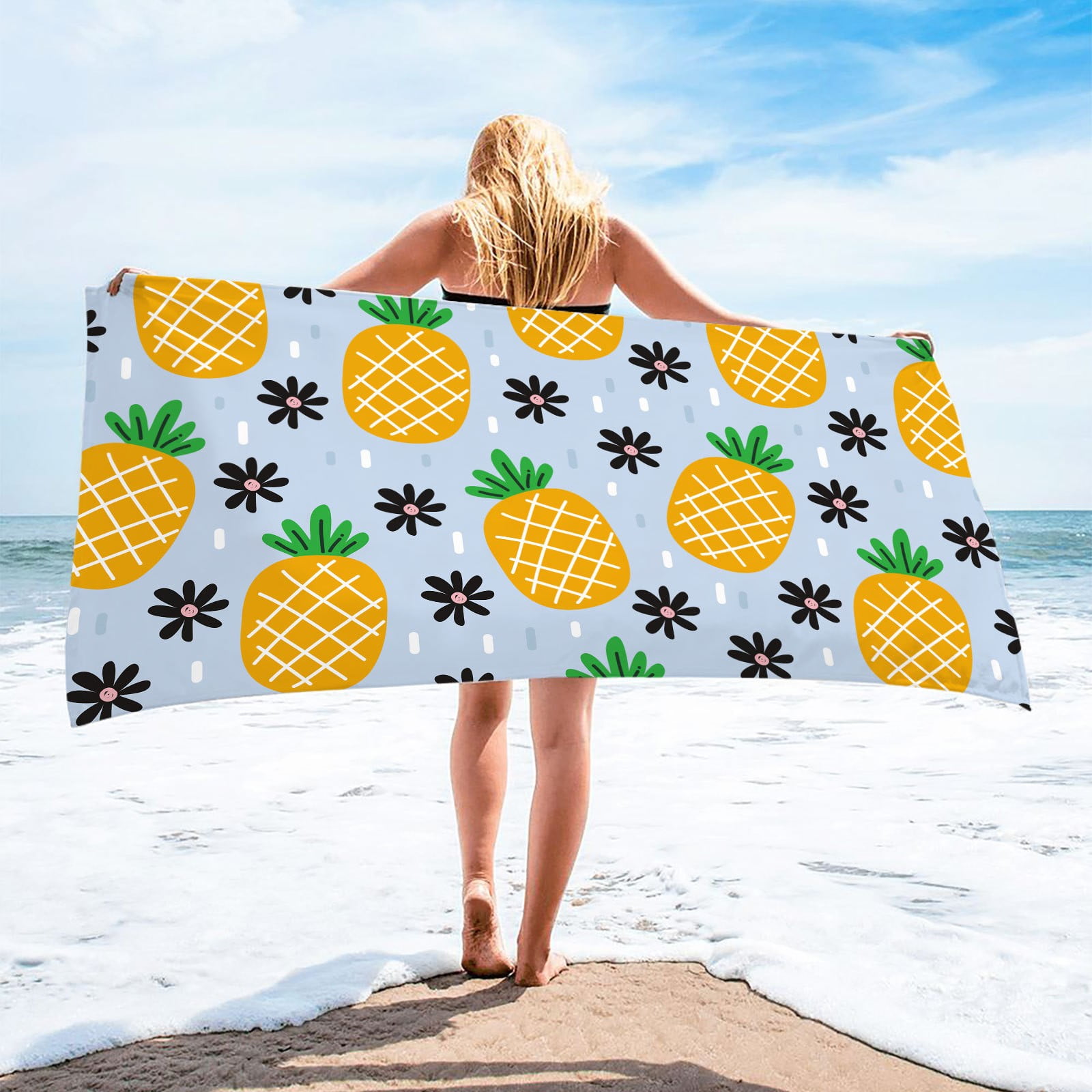 SOOMLON Pool Towels Pineapple Fruit Printed Beach Towel Sand Resistant ...