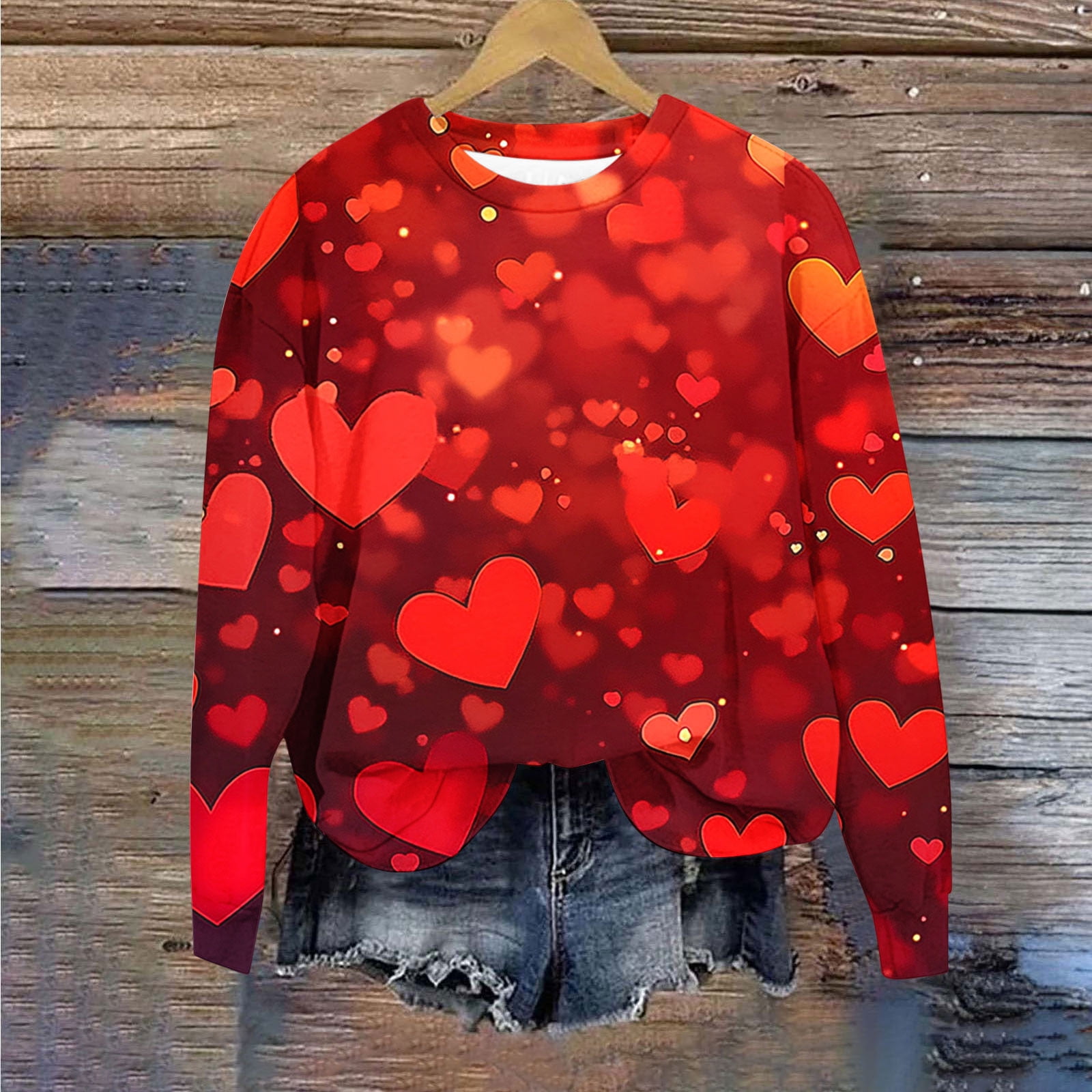 SOOMLON Valentines Day Sweatshirts for Women Couple Valentines Gift Casual Long Sleeve Scoop ...