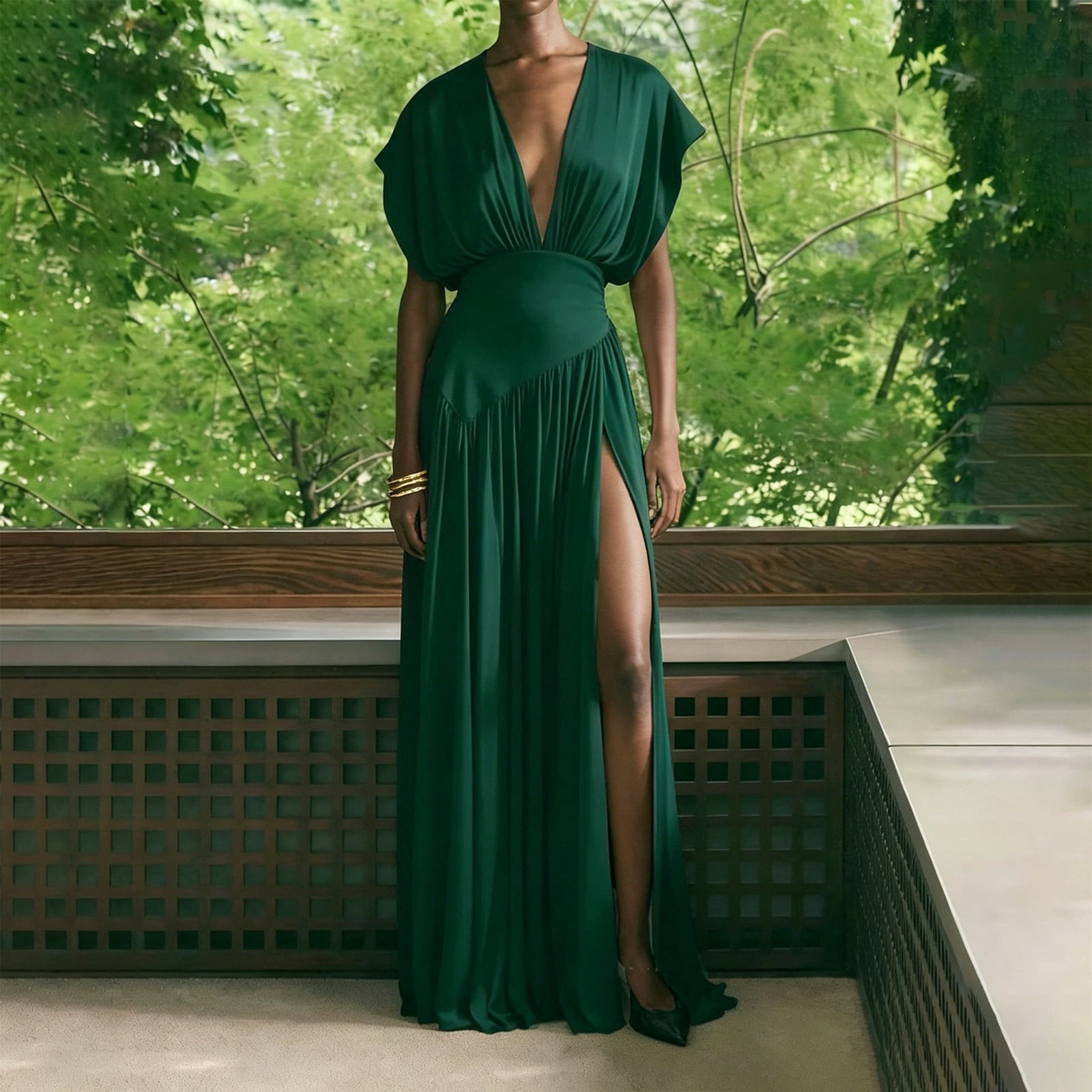 SOOMLON Wedding Guest Dresses for Women Plus Size Cap Sleeve Maxi ...