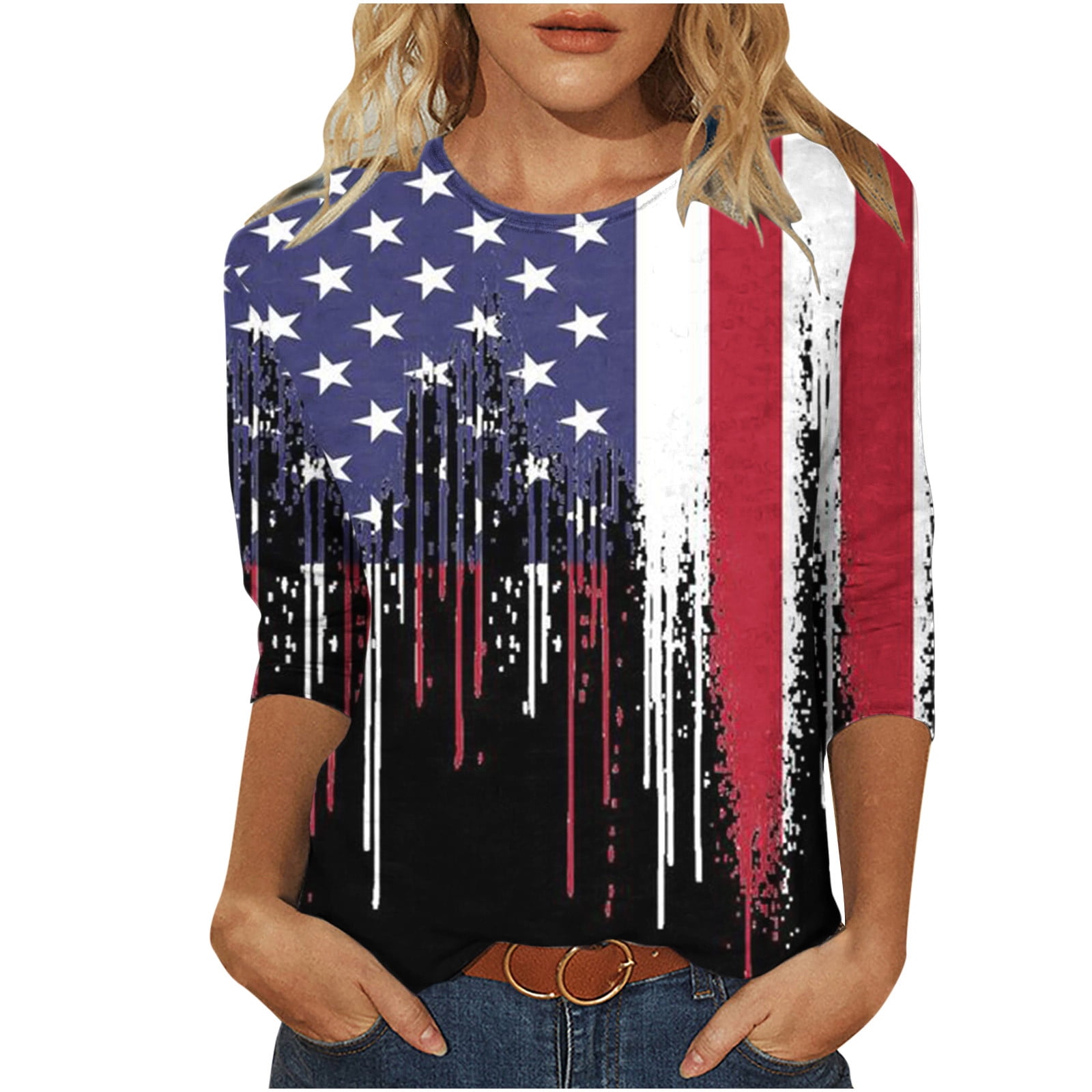 SOOMLON Women US Independence Day July 4th Shirts Print T-Shirt ...