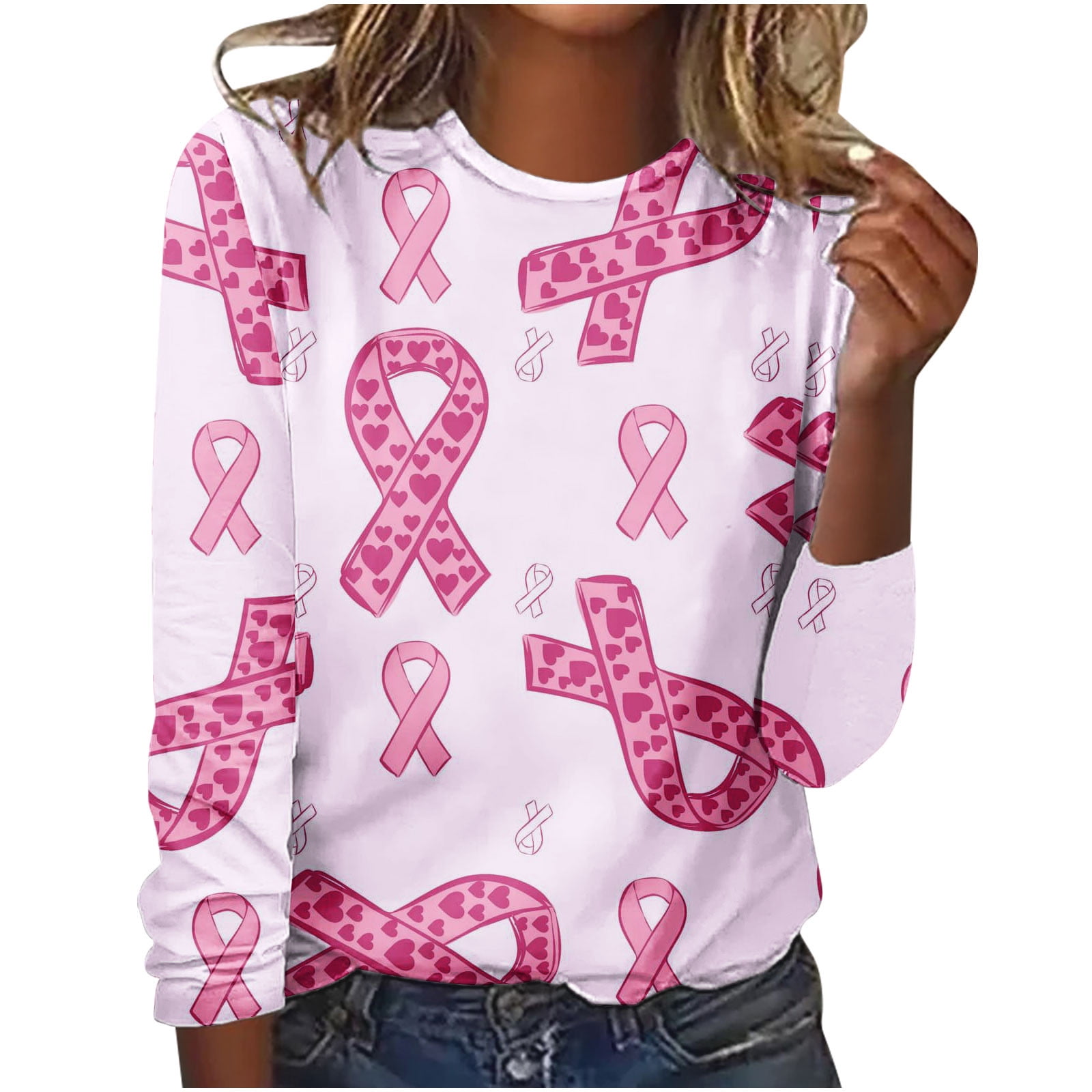 SOOMLON Women's Breast Cancer Support Fight Ribbon Awareness Shirt ...