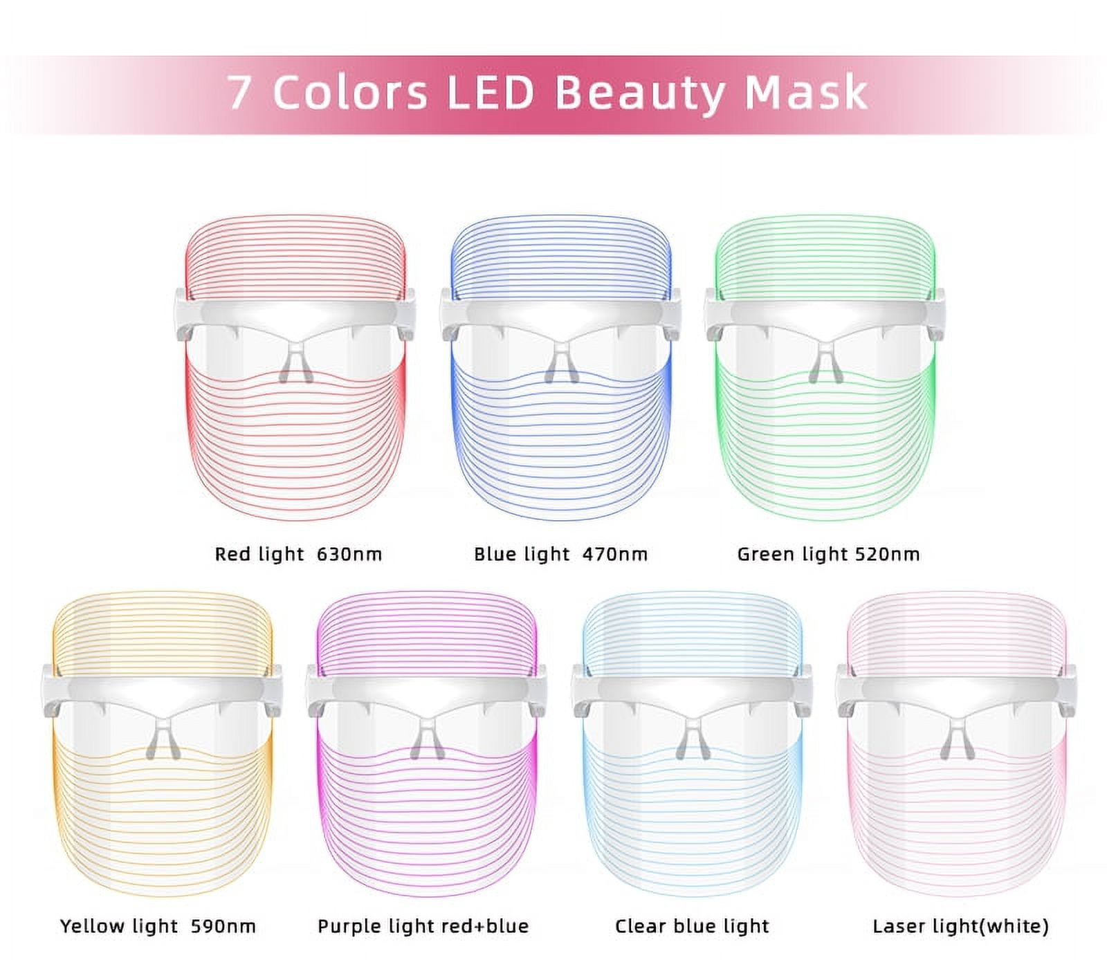 SOONEL LED Therapy Face Mask Facial Skin Care 7 Colors Blue & Red Light ...