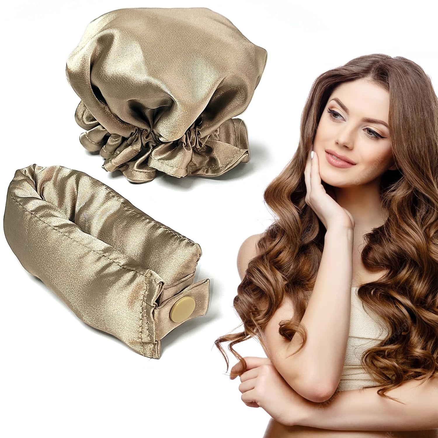 SOONEL Satin Heatless Hair Curler 1 Set/2 PCS, Pillow Soft Rollers with ...