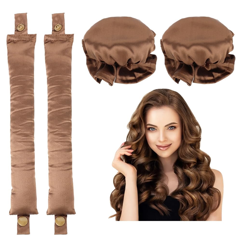 SOONEL Satin Heatless Hair Curler 2 Set/4 PCS, Pillow Soft Rollers with ...