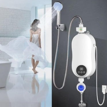 Mini Instant Hot Water Heater with LCD Display, 3500W Electric Tankless Shower Head Set for Home ...