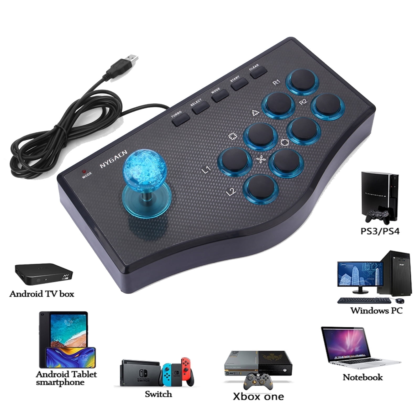 SOONHUA Arcade Fight Stick Joystick for PS3/Android/Computer/TV/Set-top ...