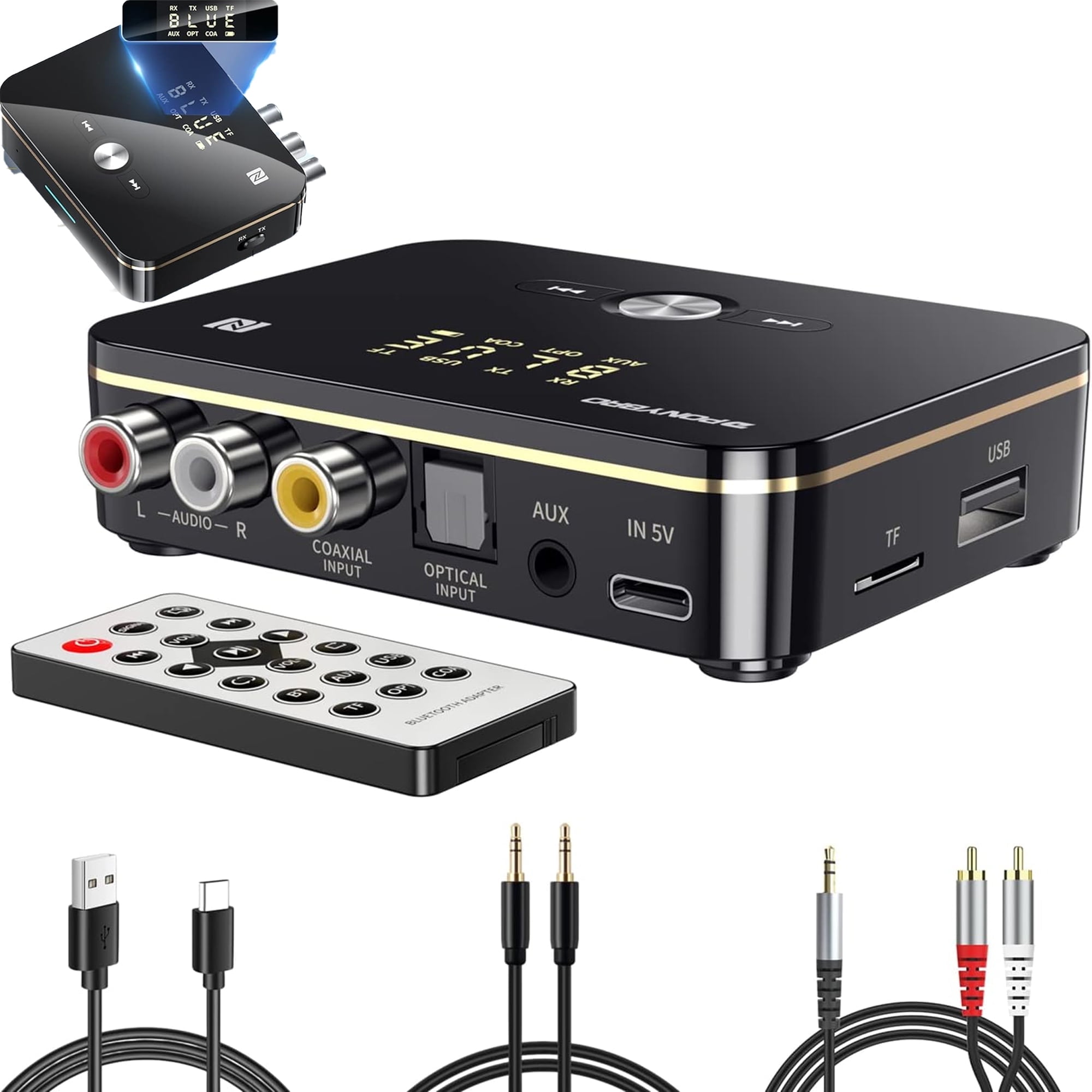SOONHUA Bluetooth 5.0 Audio Receiver Transmitter 2 in 1 with Remote ...