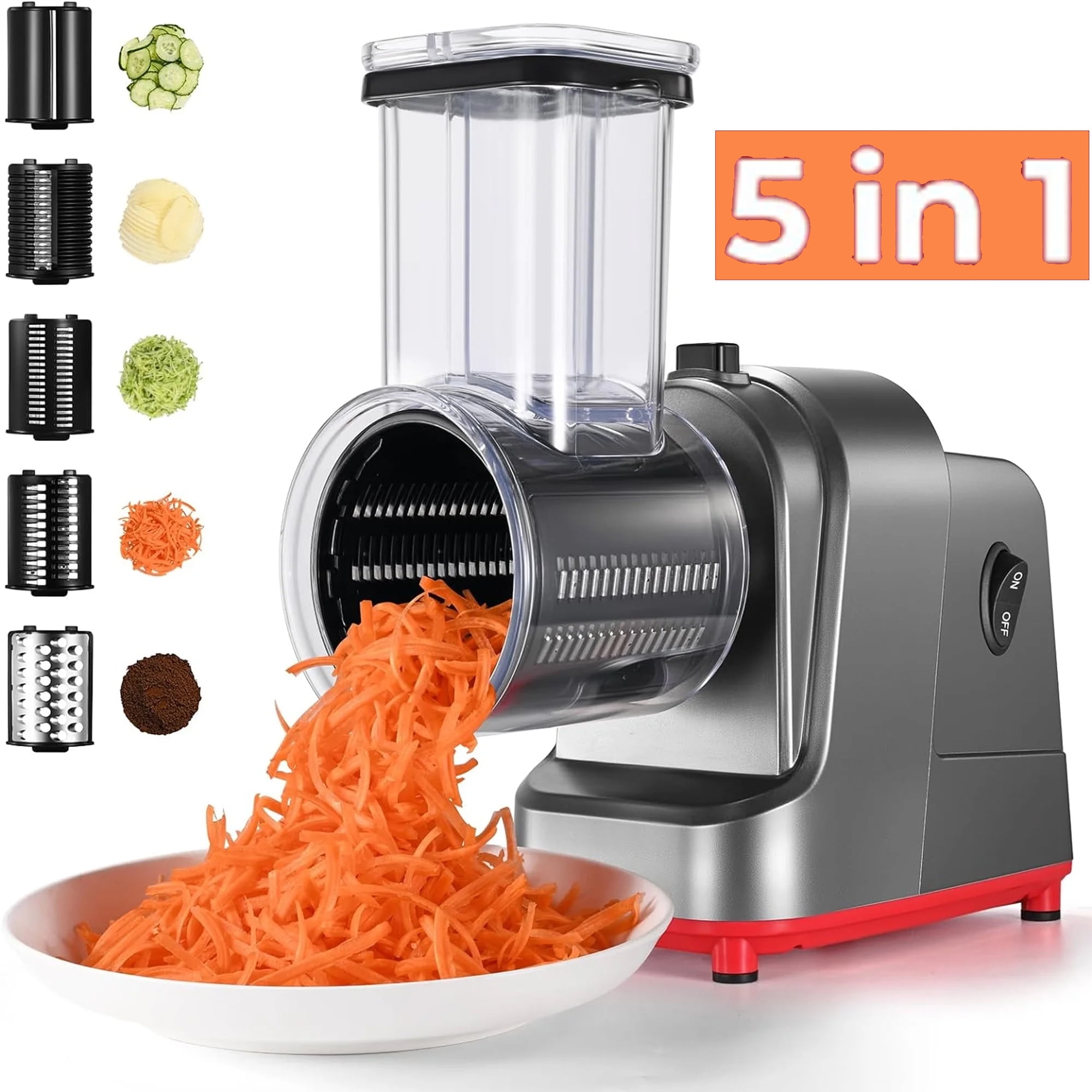 SOONHUA Electric Cheese Grater, Salad Maker With 5 Different Shapes of ...