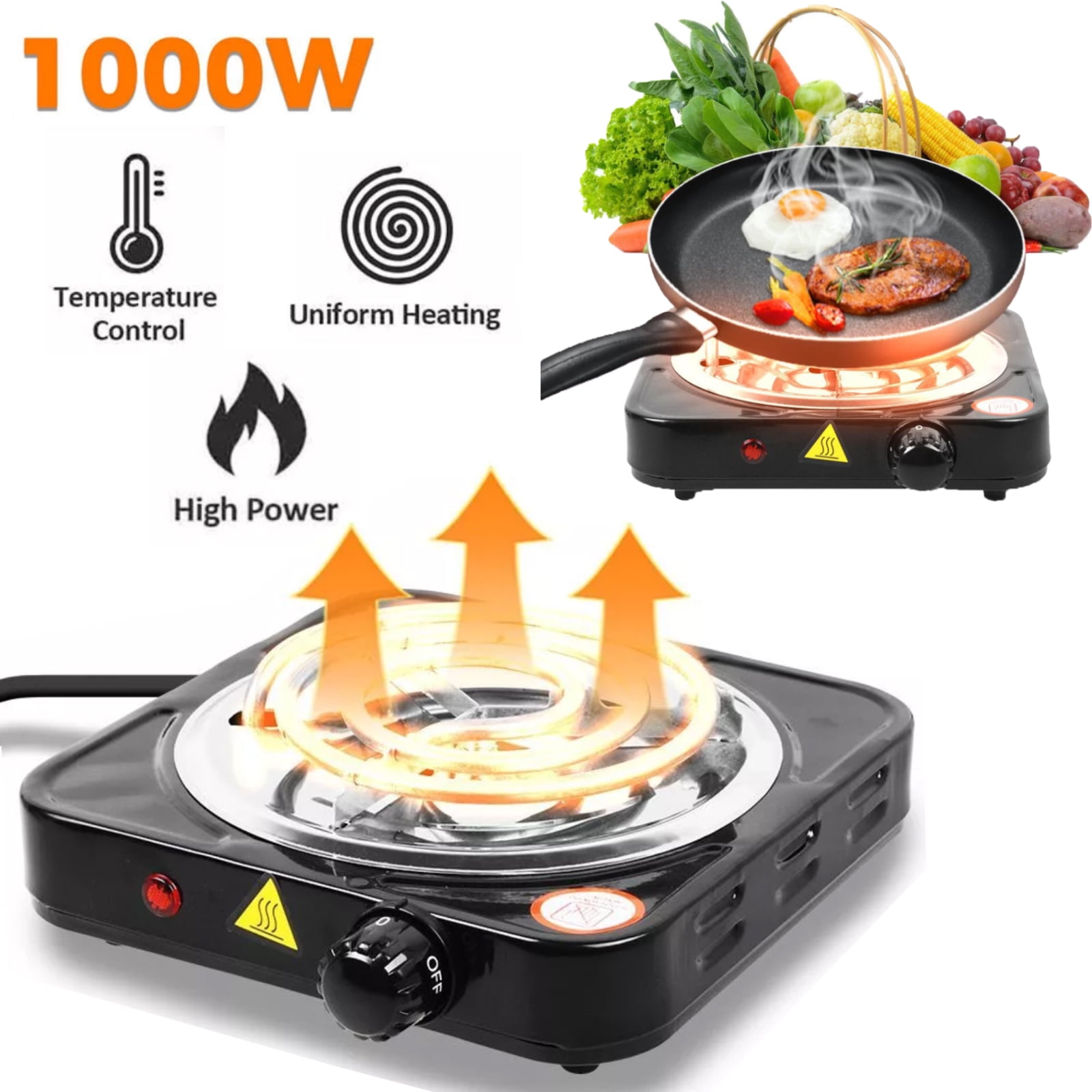 SOONHUA Electric Countertop Burner, 1000W Induction Cooktop, Portable ...