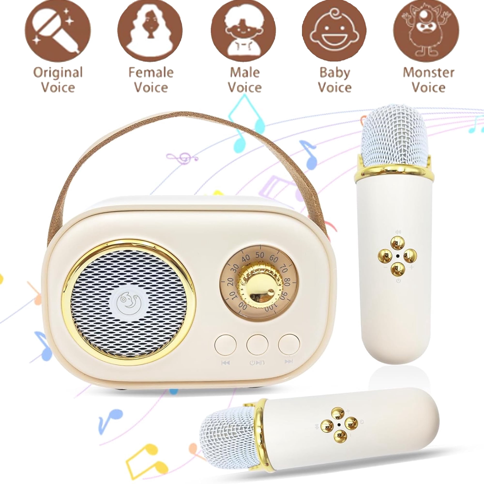 SOONHUA Handheld Karaoke Speaker with 2 Microphones Bluetooth Speaker ...