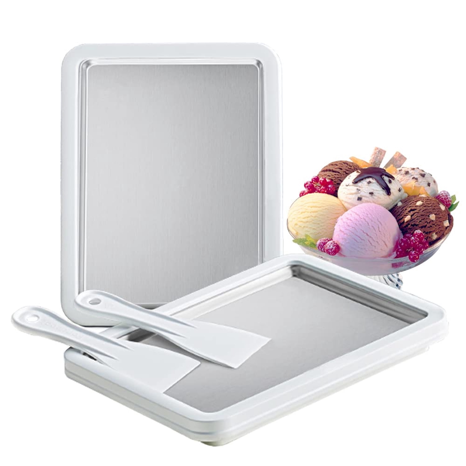 SOONHUA Ice Cream Maker with 2 Spatulas Roll Machine Plate for Homemade ...
