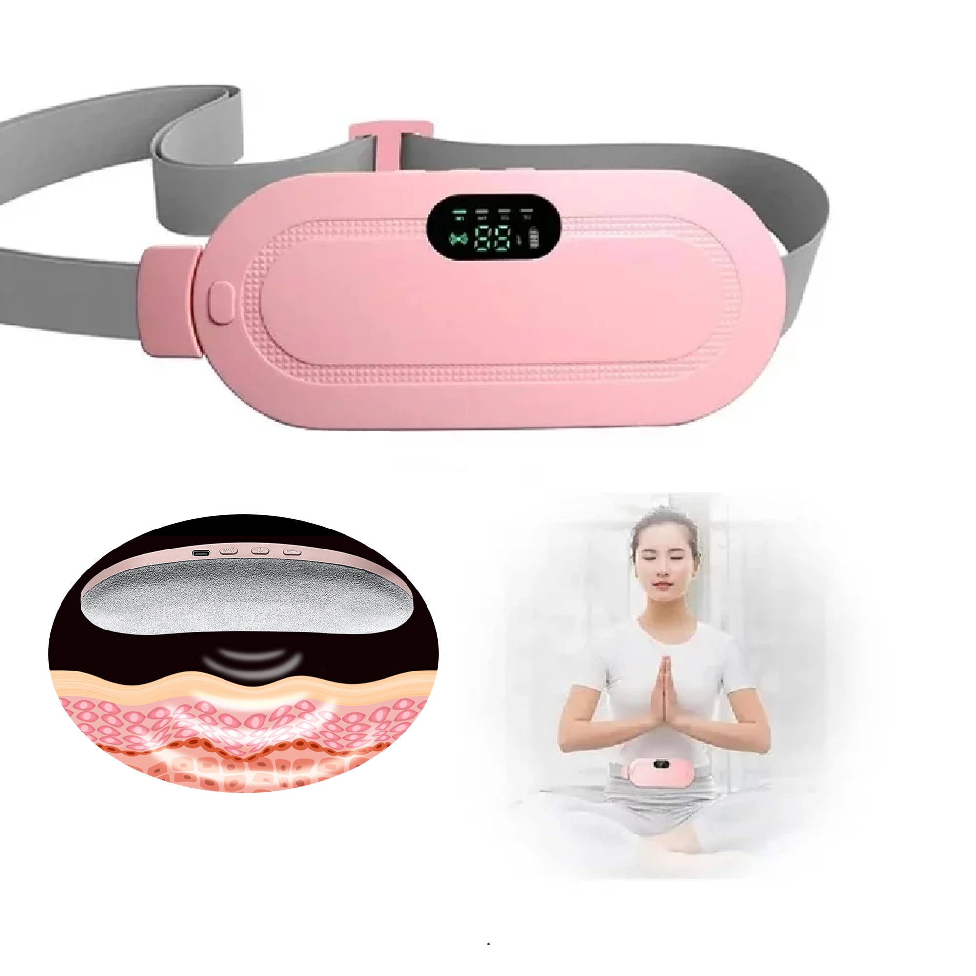 SOONHUA Electric Menstrual Heating Pad, Cordless, 3-Temp, 4-Massage ...