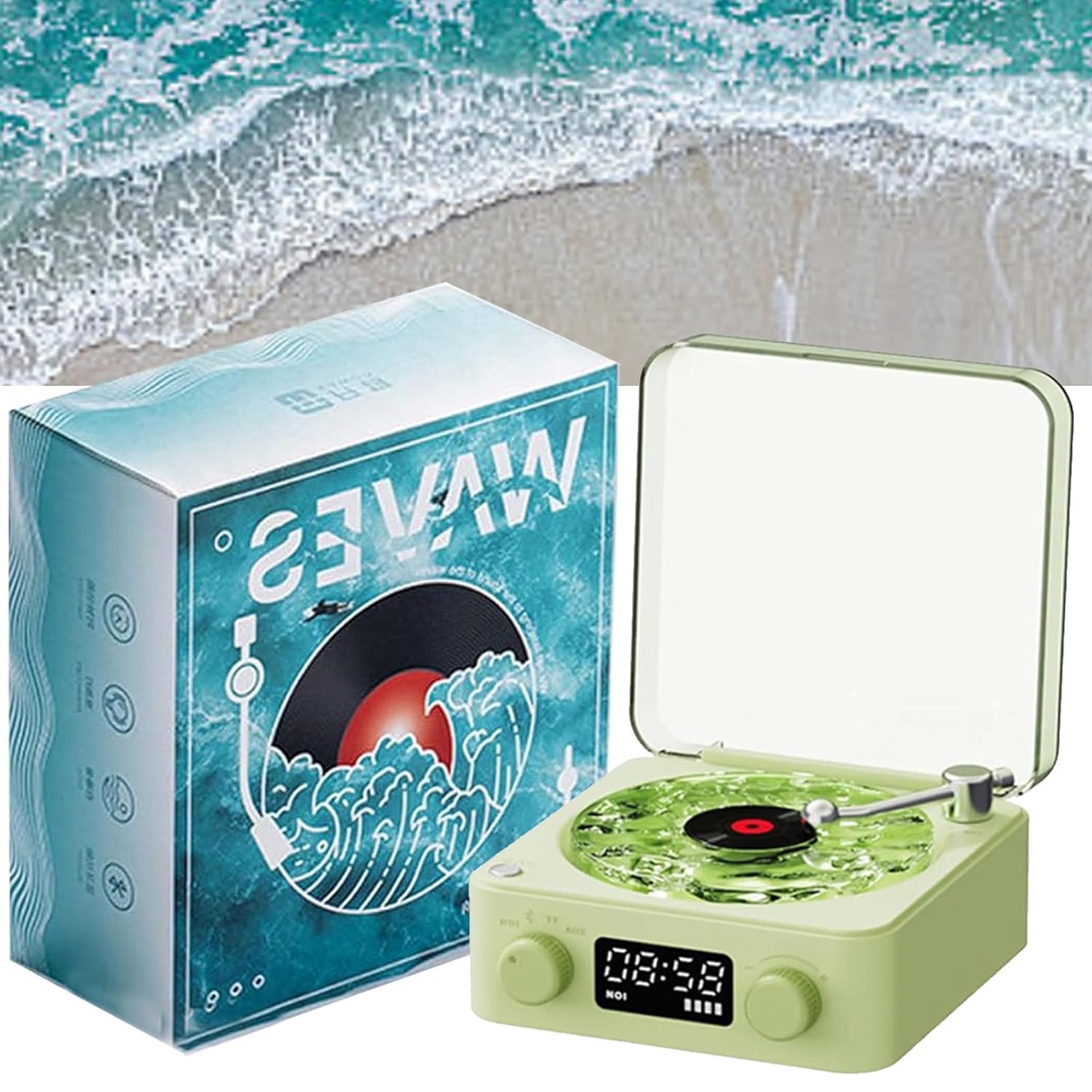 SOONHUA The Waves Vinyl Player, 2024 New Bluetooth Vinyl Record Player ...