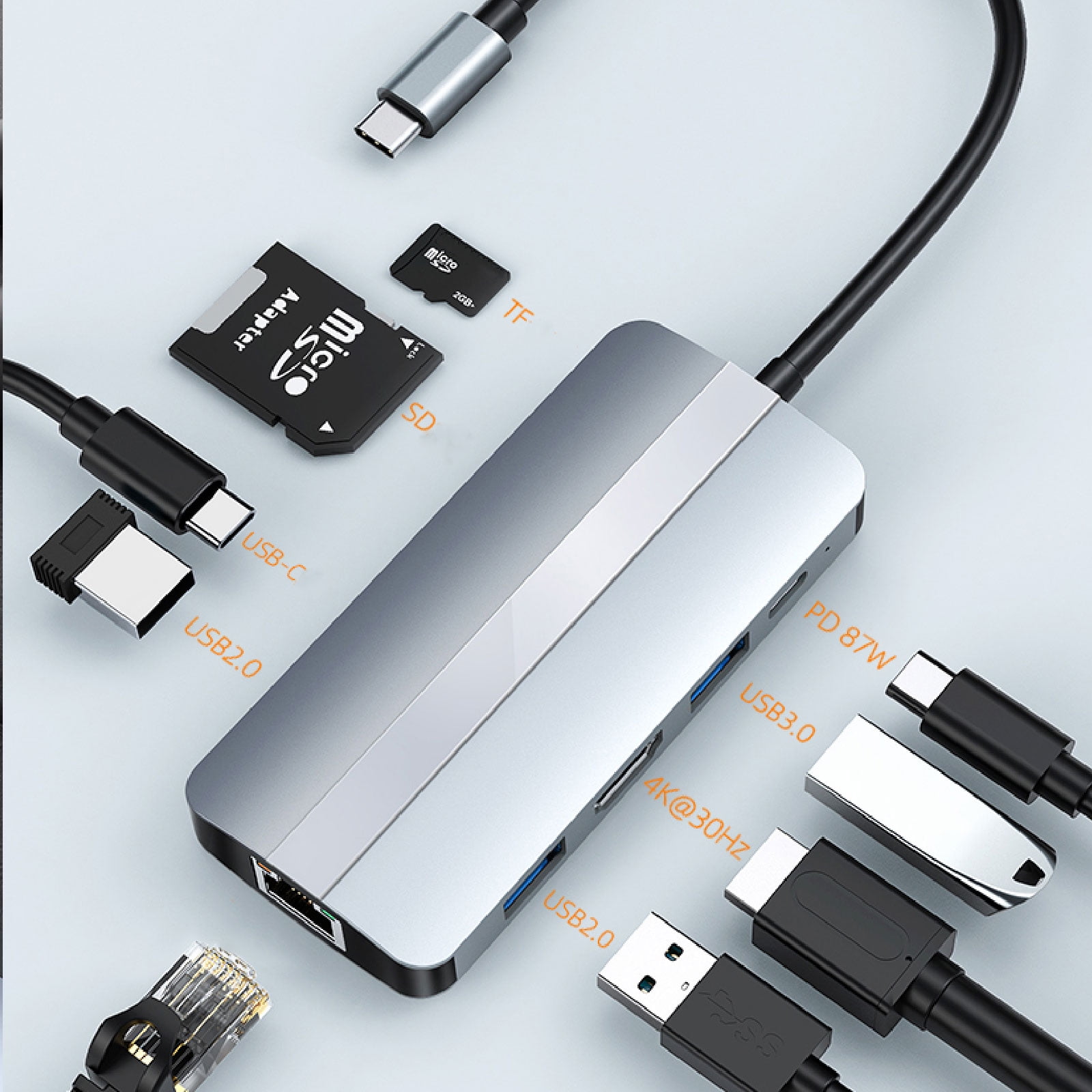 SOONHUA USB C Hub 9 in 1 Multiport Adapter, USB C Hub Lemorele with 2x ...