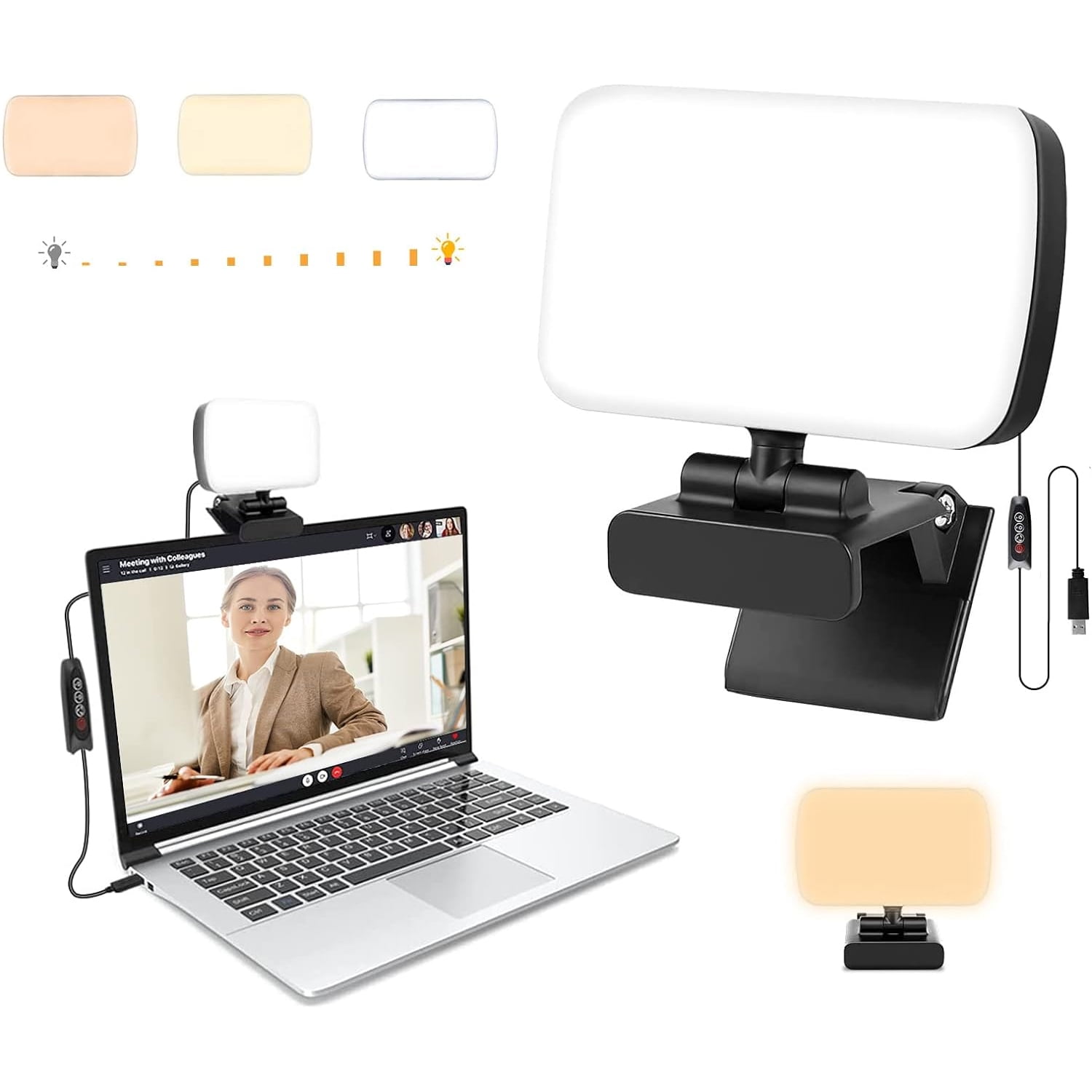 SOONHUA Video Conference Light 3 Colors Dimmable Clip-on LED Light for ...
