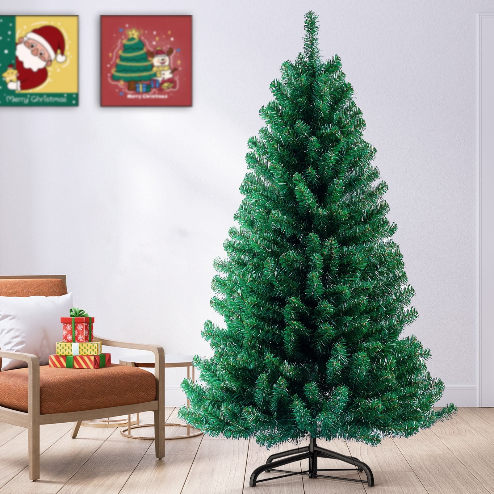 SOONTRANS 6ft Green Artificial Holiday Christmas Tree, Fake Christmas ...
