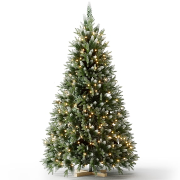 SOONTRANS 7ft Prelit Green Christmas Tree, Artificial Snow Flocked with ...