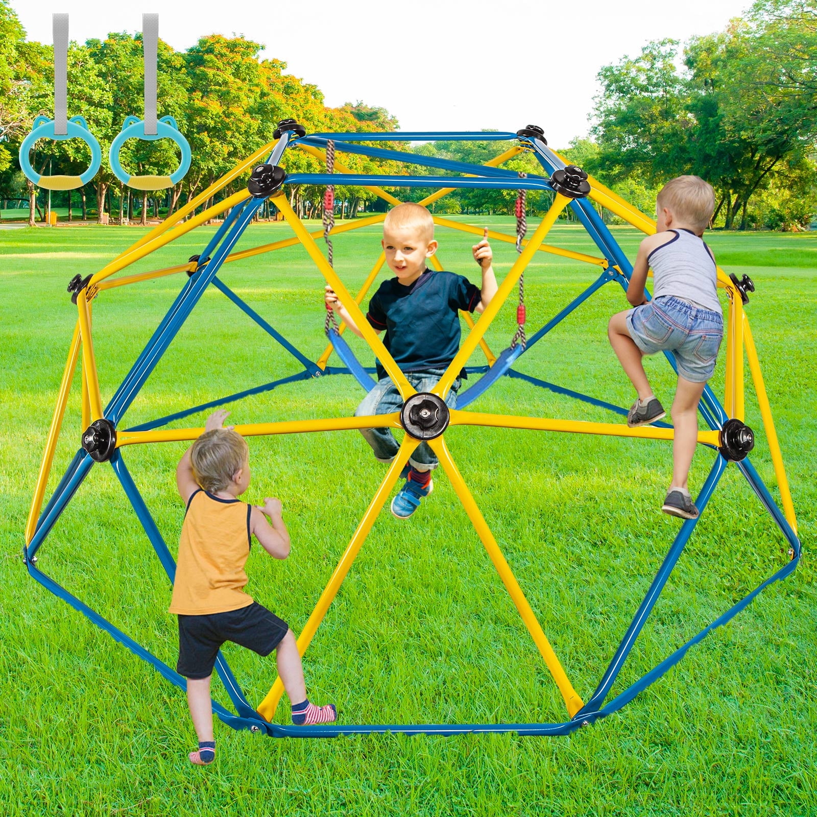 SOONTRANS Climbing Dome, 10 FT Dome Climber with Hanging Ring & Swing ...