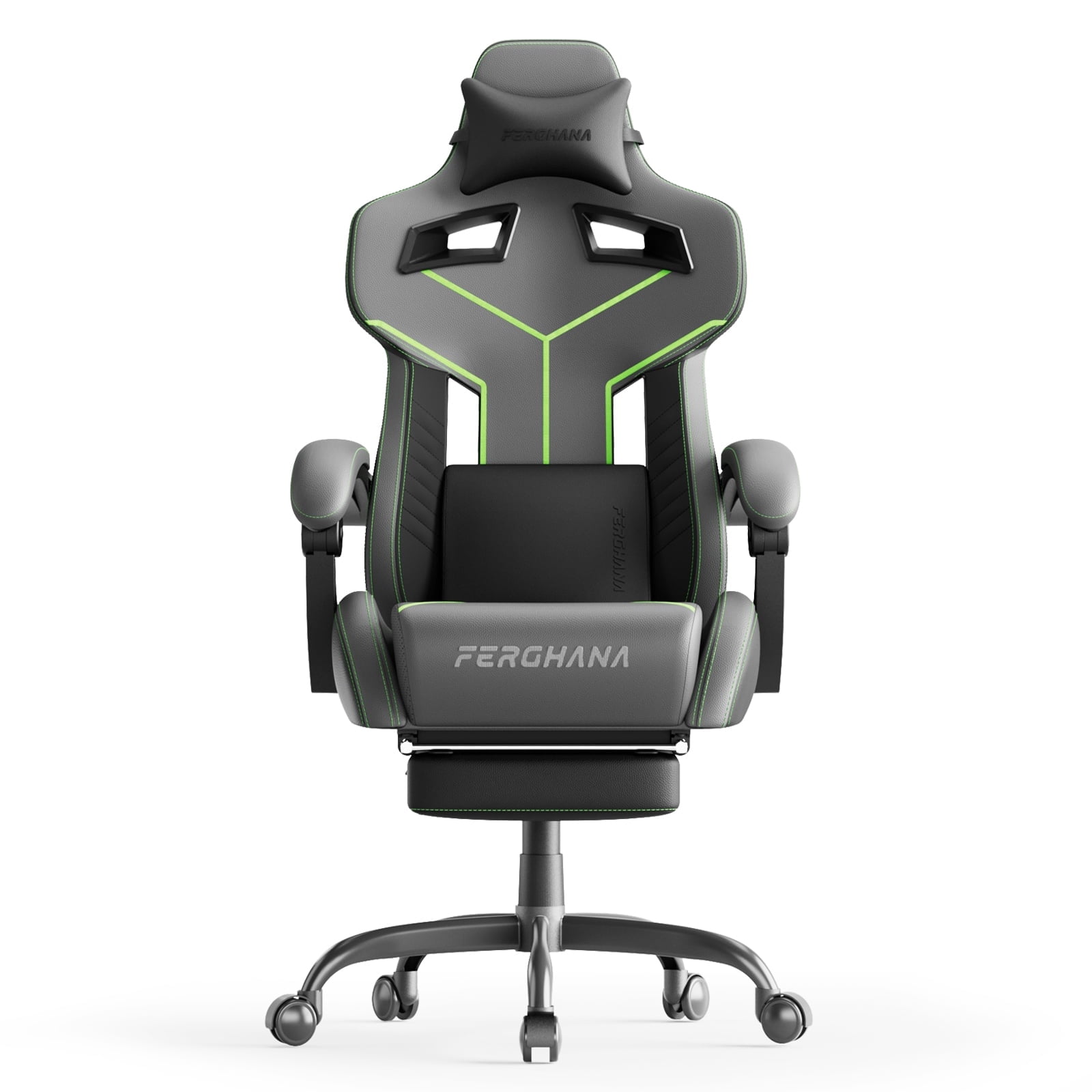 SOONTRANS Grey Gaming Chair with Footrest, Ergonomic Computer Chair ...