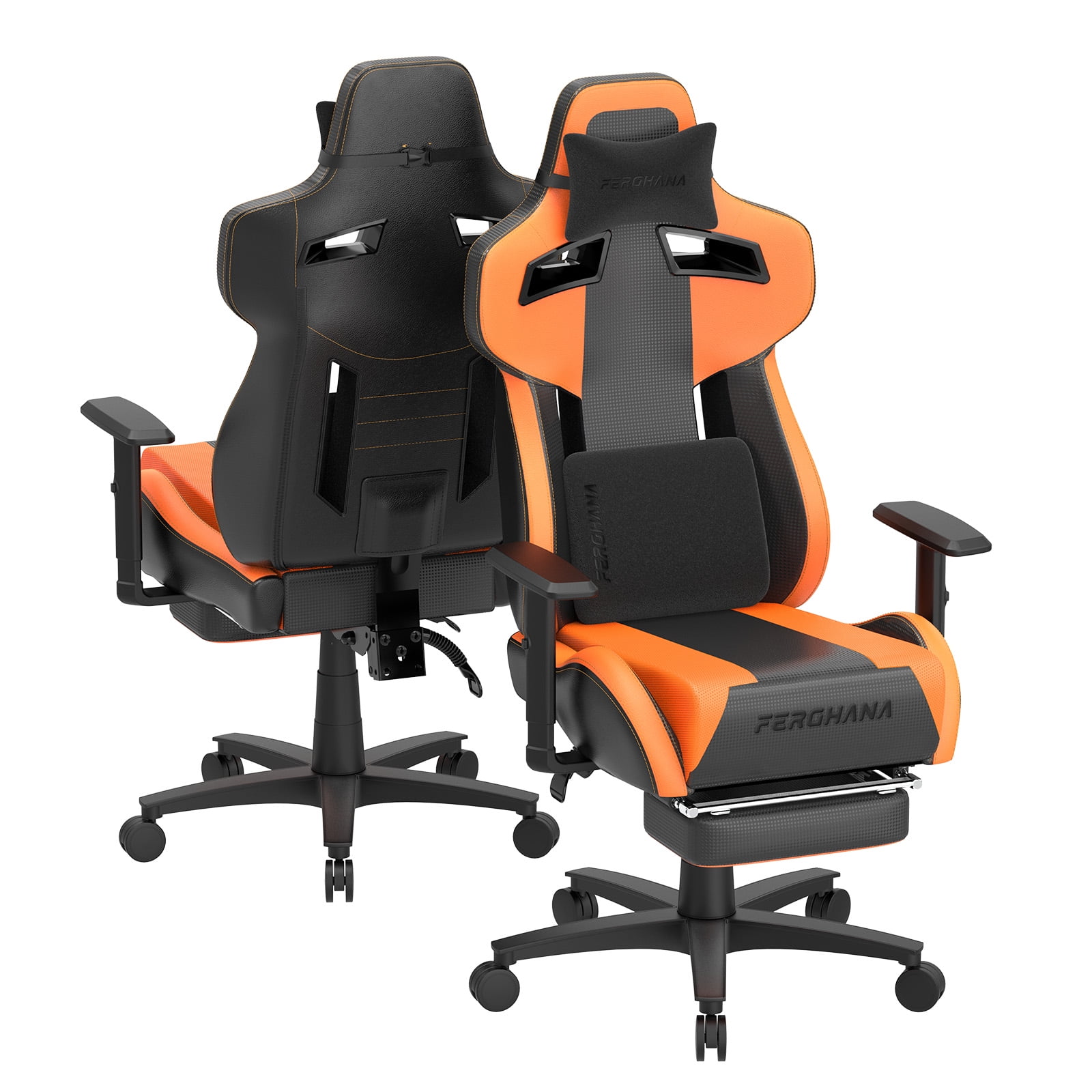 SOONTRANS Orange Gaming Chair with Footrest, Ergonomic Gaming Chairs ...