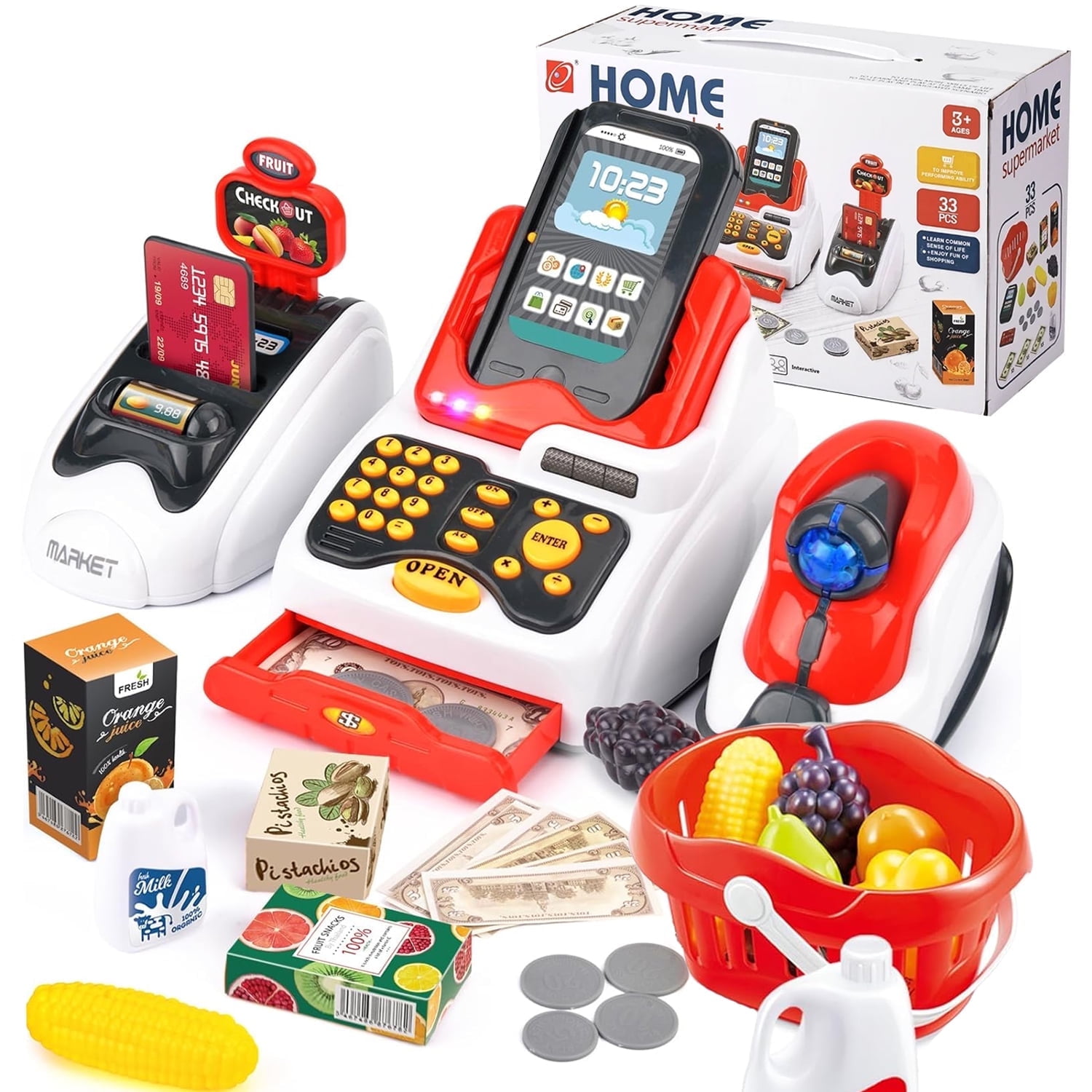 SOOPE Cash Register Toy for Kids, Pretend Play Cash Register with ...