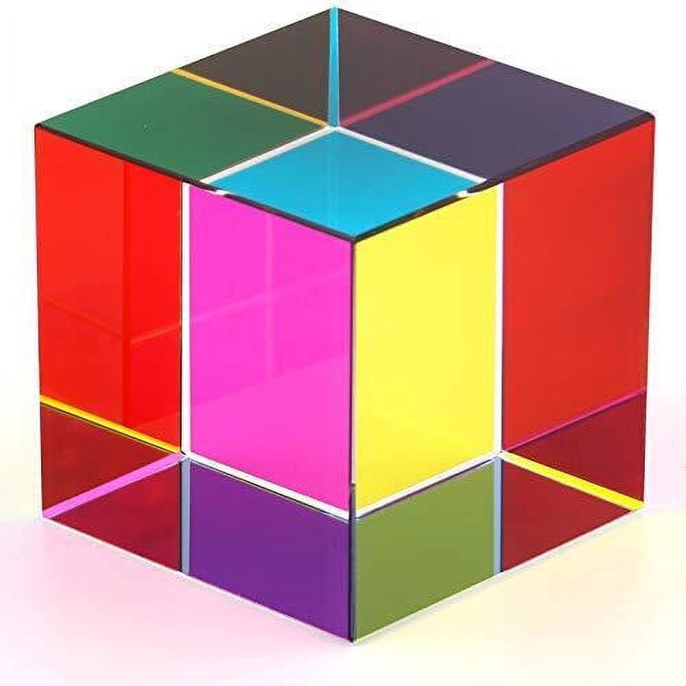 SOOPE Color Cube 2 inch (50 mm) Crystal Glass Cube Prism, Multi-Color ...