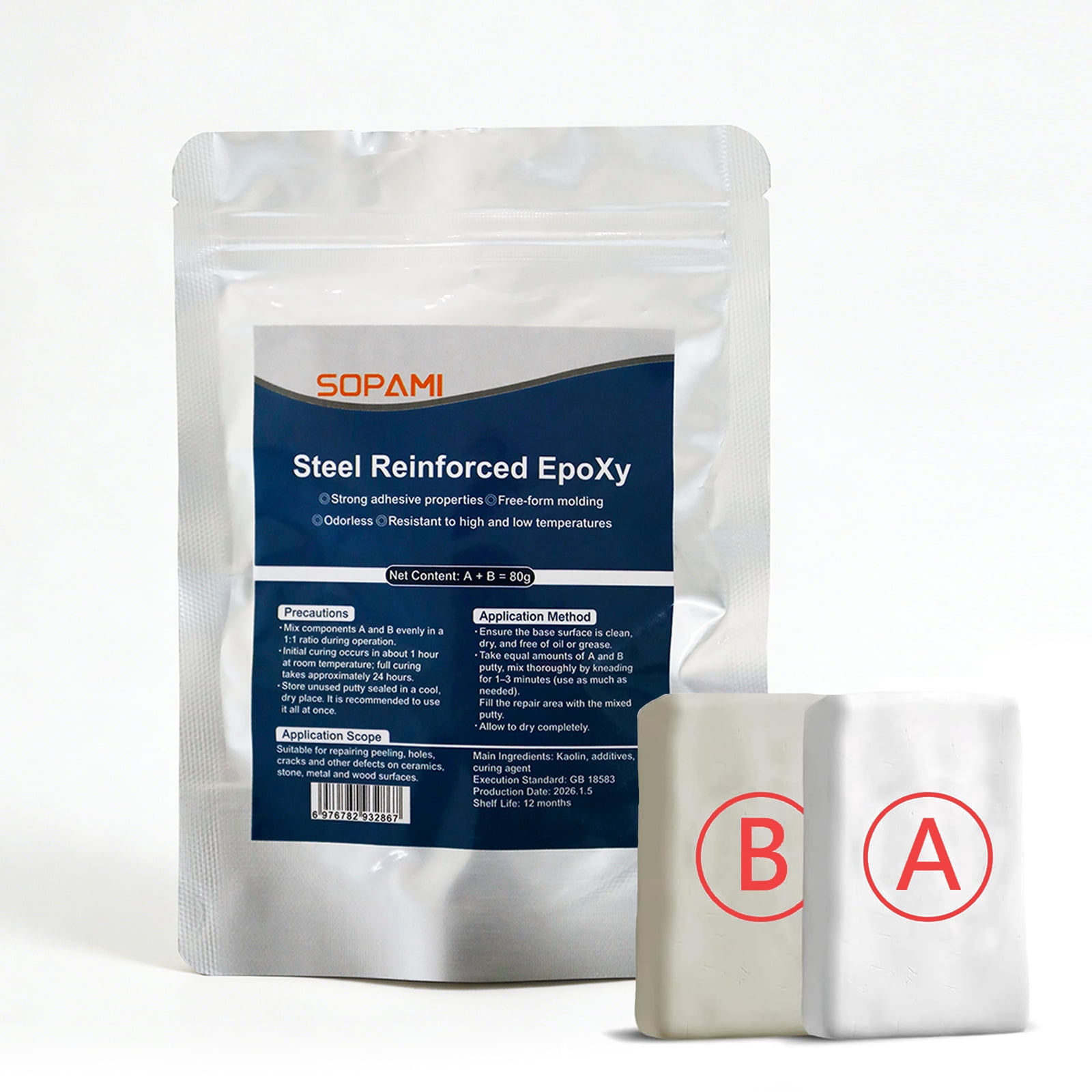 SOPAMI 2.82oz / 80g Epoxy Putty Fast Repair Epoxy Clay, High Strength 2 ...