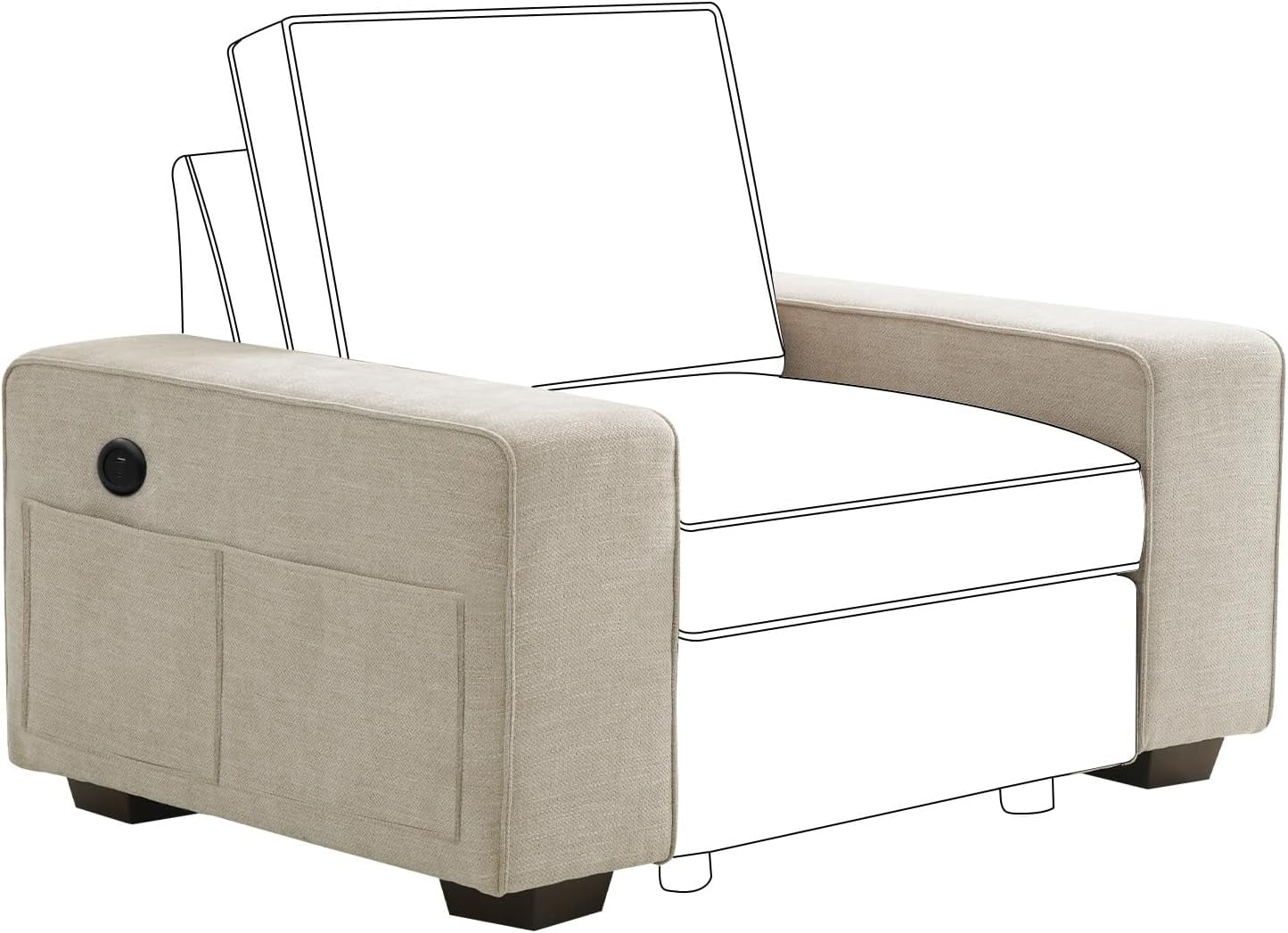 SOPAT Modular Sofa Armrest Module for Modular Sectional Sofa Couch Side Armrest with Chenille ...