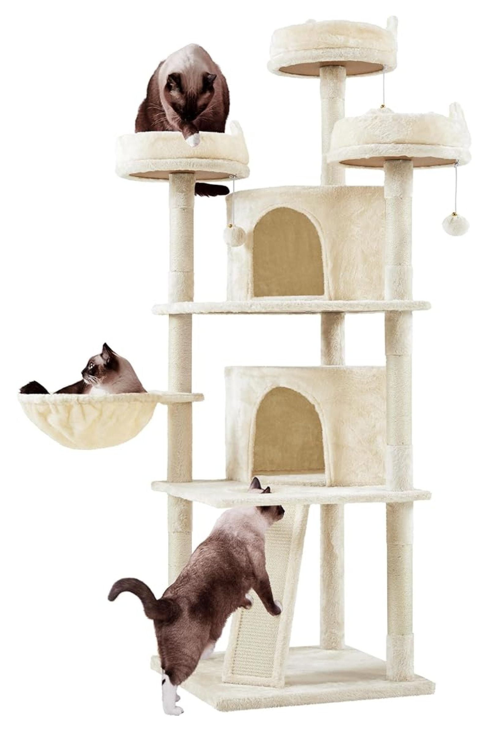 SOPEV 68.5in Cat Tree Multi-Level Cat Tower with Large Cat Condo＆Cozy ...