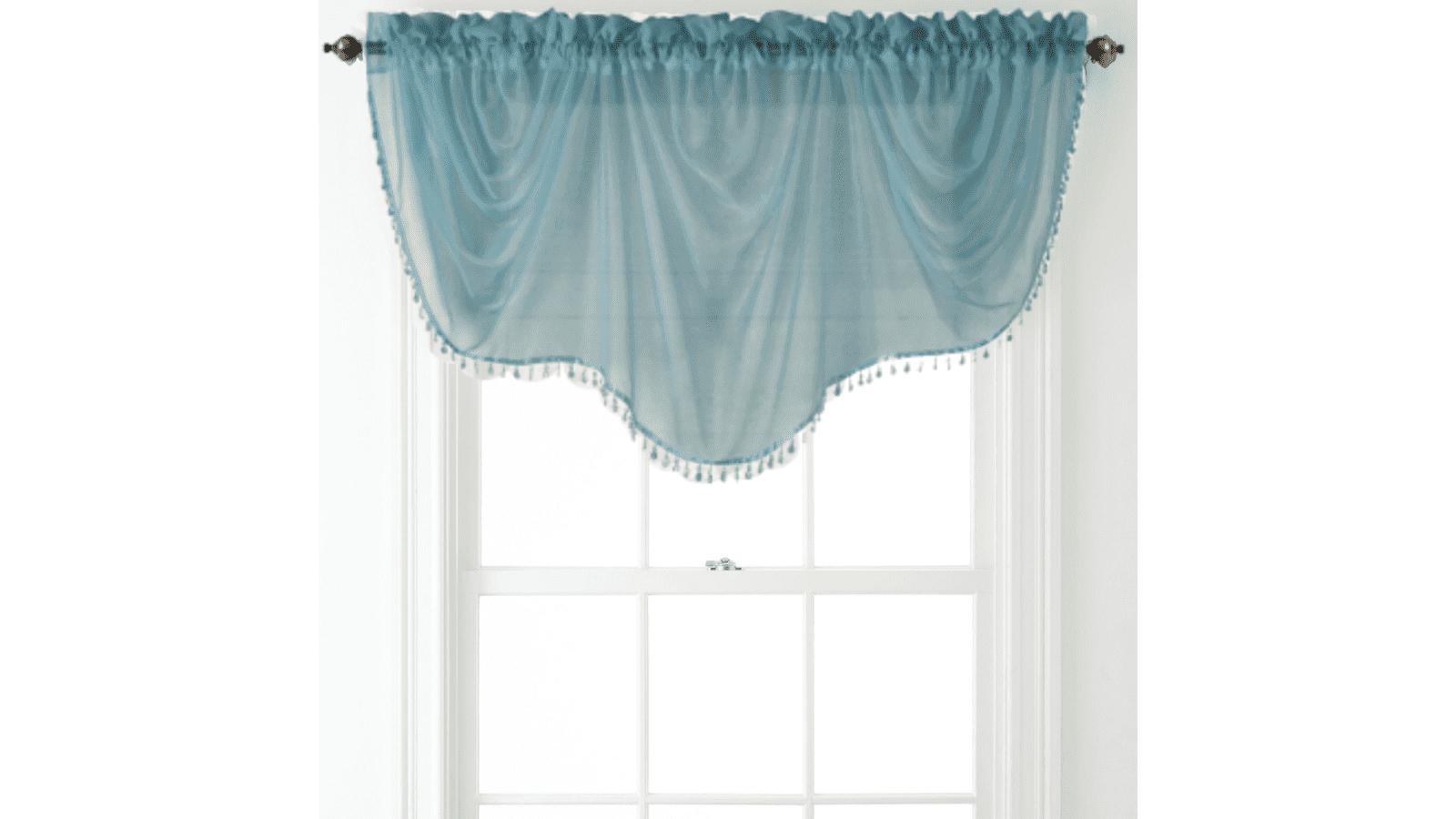 SOPHISTICATED 1PC VALANCE BONITA SLATE BLUE SHEER SEE THRU WINDOW ...
