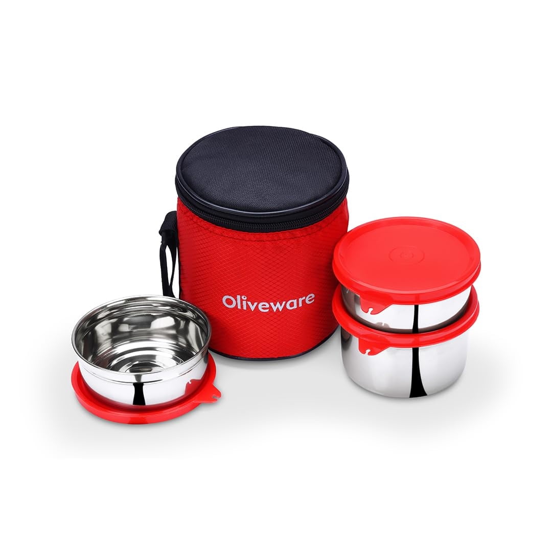 SOPL-OLIVEWARE Lovely Stylo Lunch Box, Leak Proof & BPA Free Lid, 3 ...