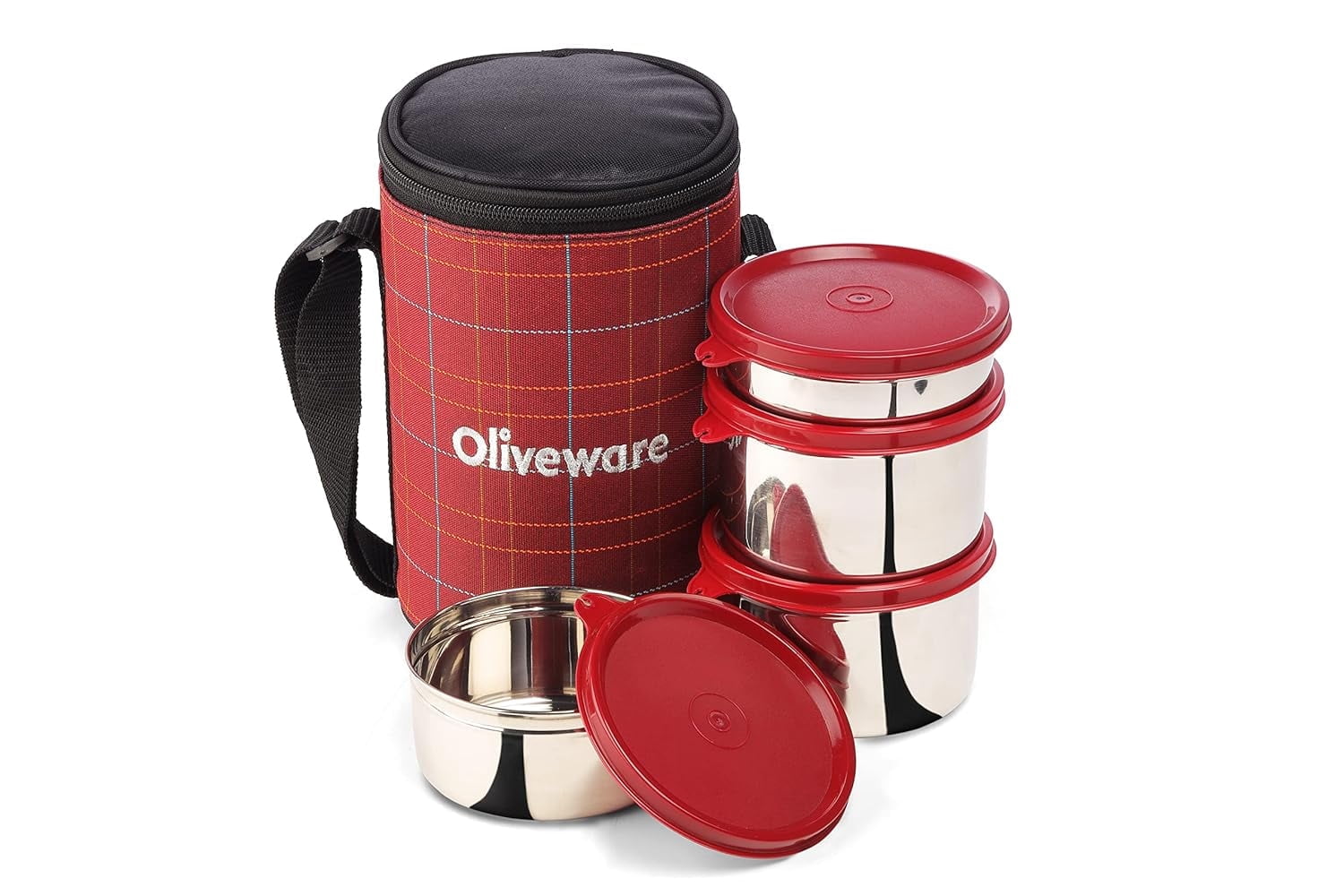 SOPL-OLIVEWARE Mega Lunch Box, 100% Leak Proof, 4 Stainless Steel ...