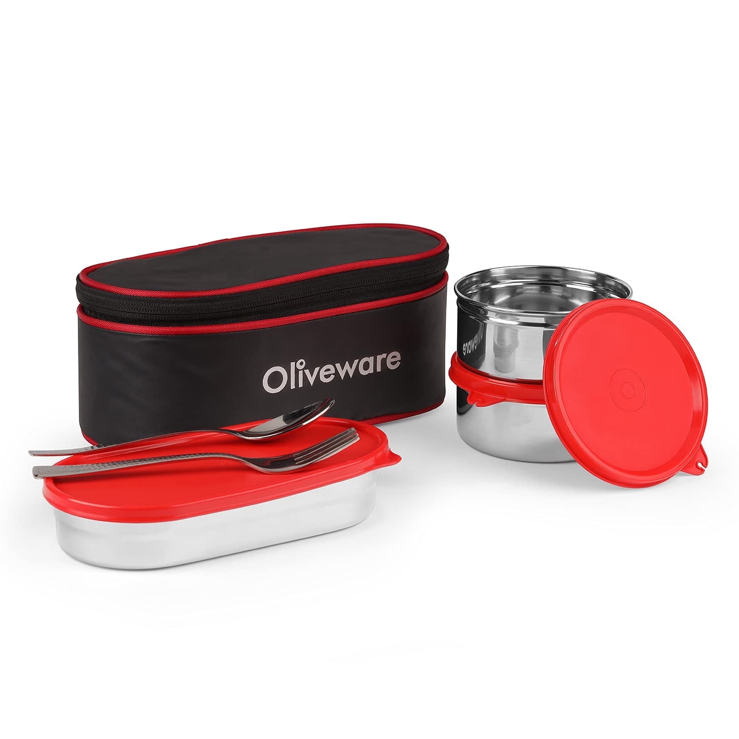 SOPL-OLIVEWARE Sophia Lunch Box, Spoon & Fork, 100% Leak Proof, 3 ...